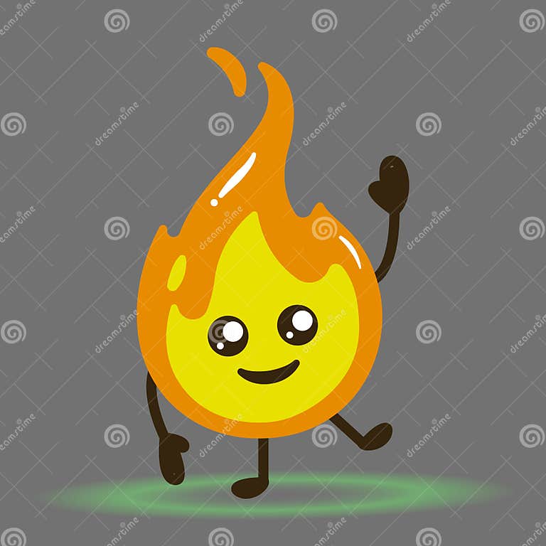 Cute Kawaii Fire Mascot Design Illustration Vector Stock Vector ...