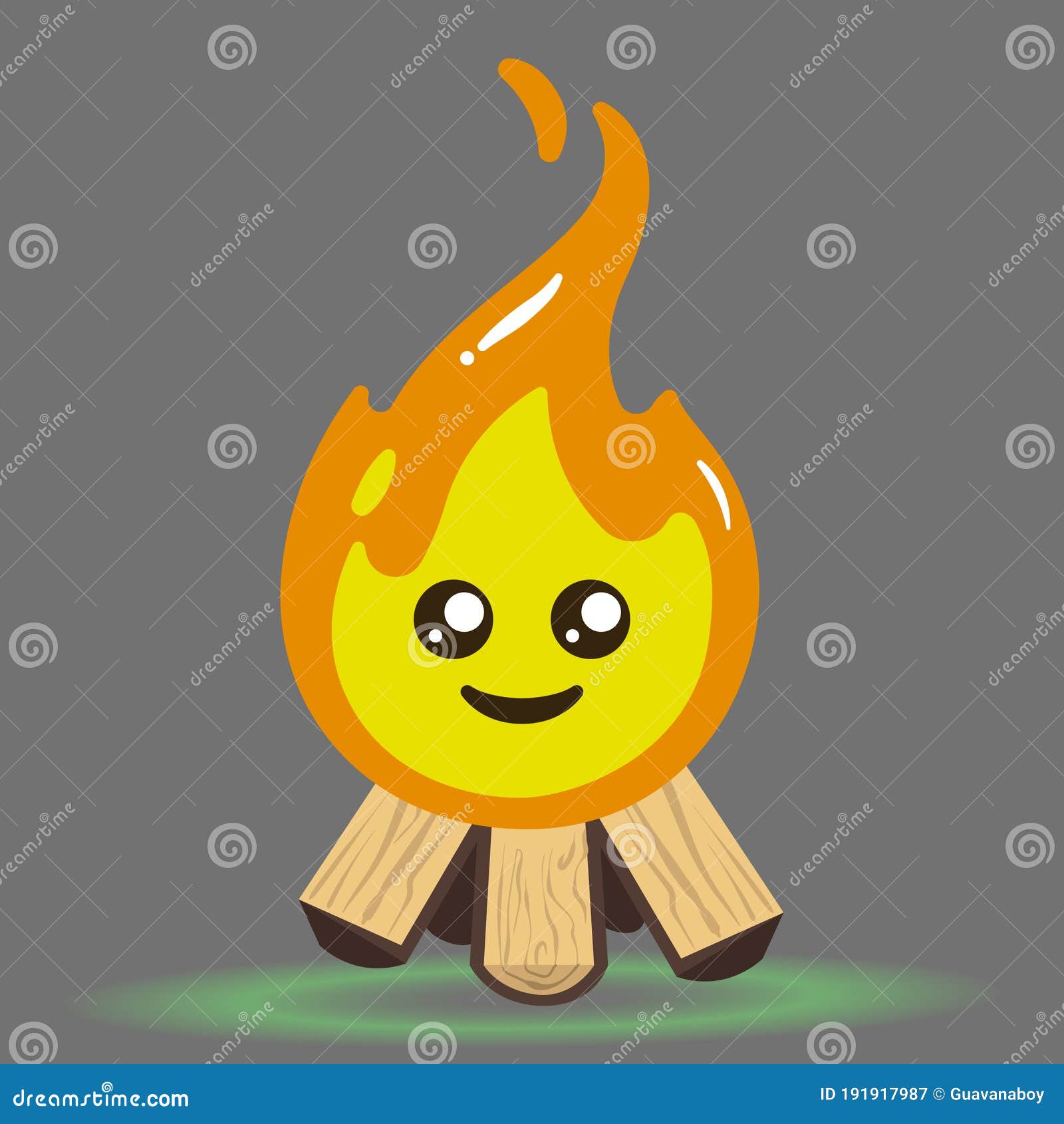 Cute Kawaii Fire Mascot Design Illustration Vector Stock Vector ...