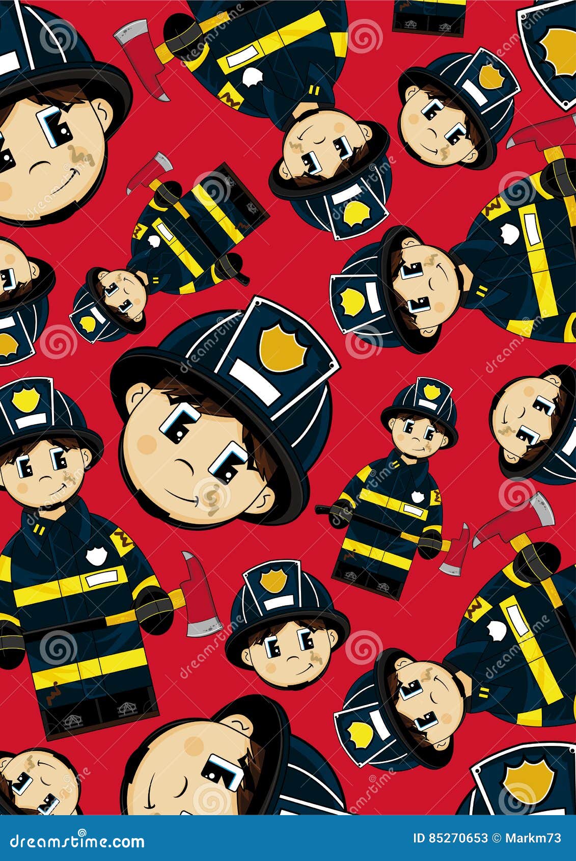 Cute Fireman - Firefighter Pattern Stock Vector - Illustration of ...