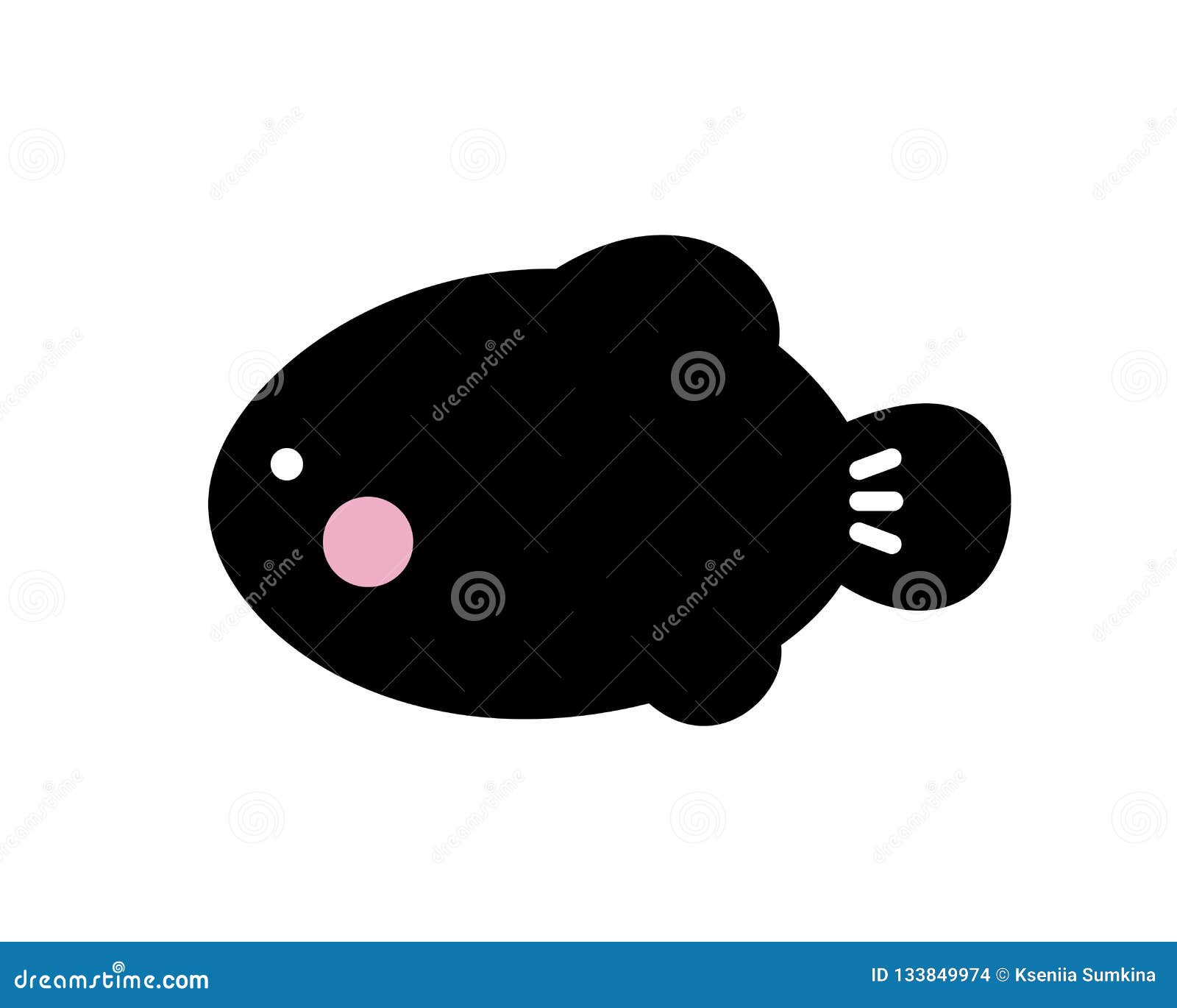Icon of Cute Fish with Blush on White Stock Illustration - Illustration ...
