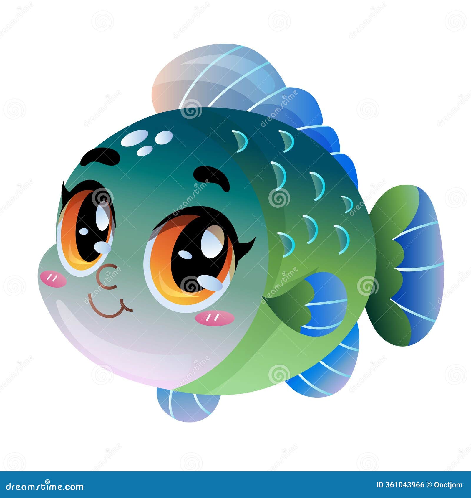 Cute fish cartoon smiling stock photo. Image of colorful - 361043966