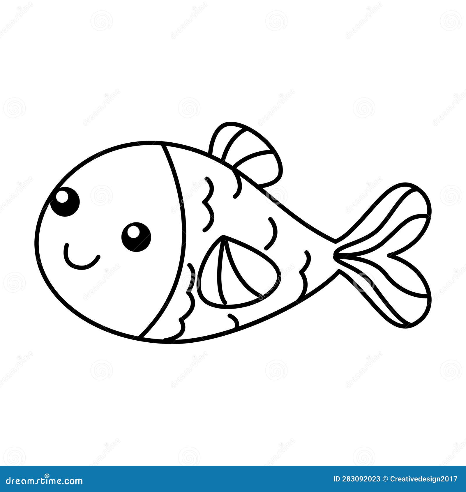 Cute fish coloring page stock vector. Illustration of vector - 283092023
