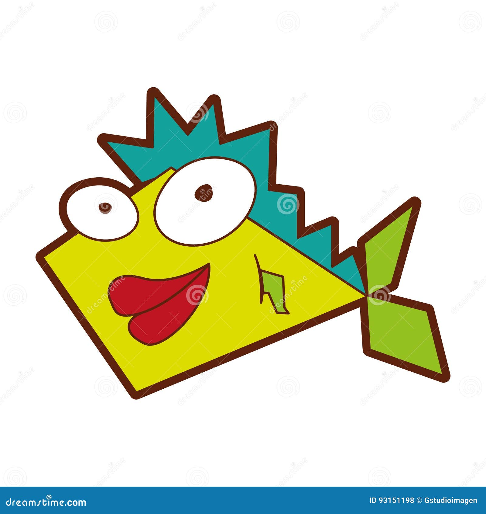 Cute fish comic character stock vector. Illustration of greeting - 93151198