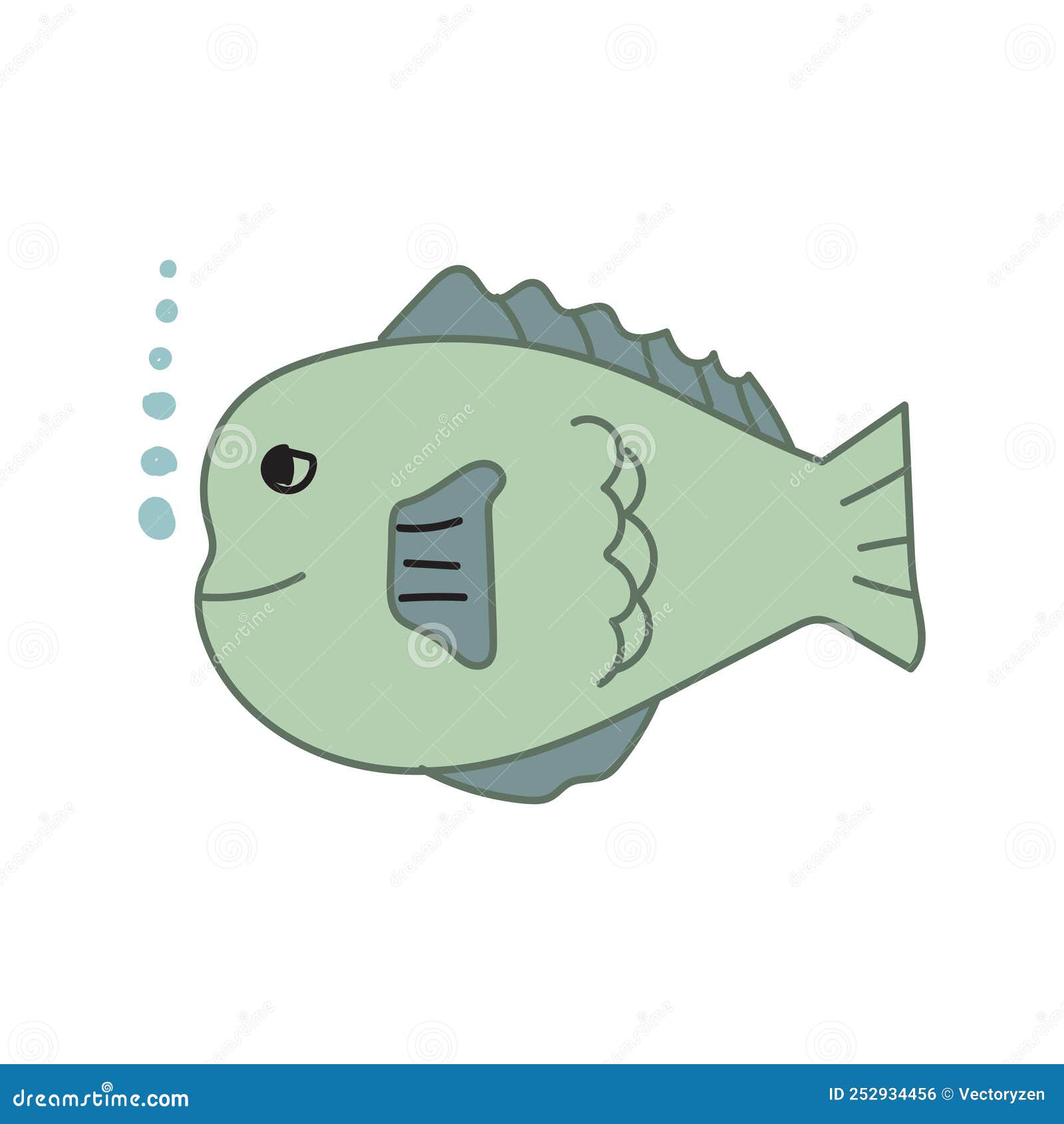 Cute Fish Hand Drawn Vector Illustration Design Element Stock Vector ...