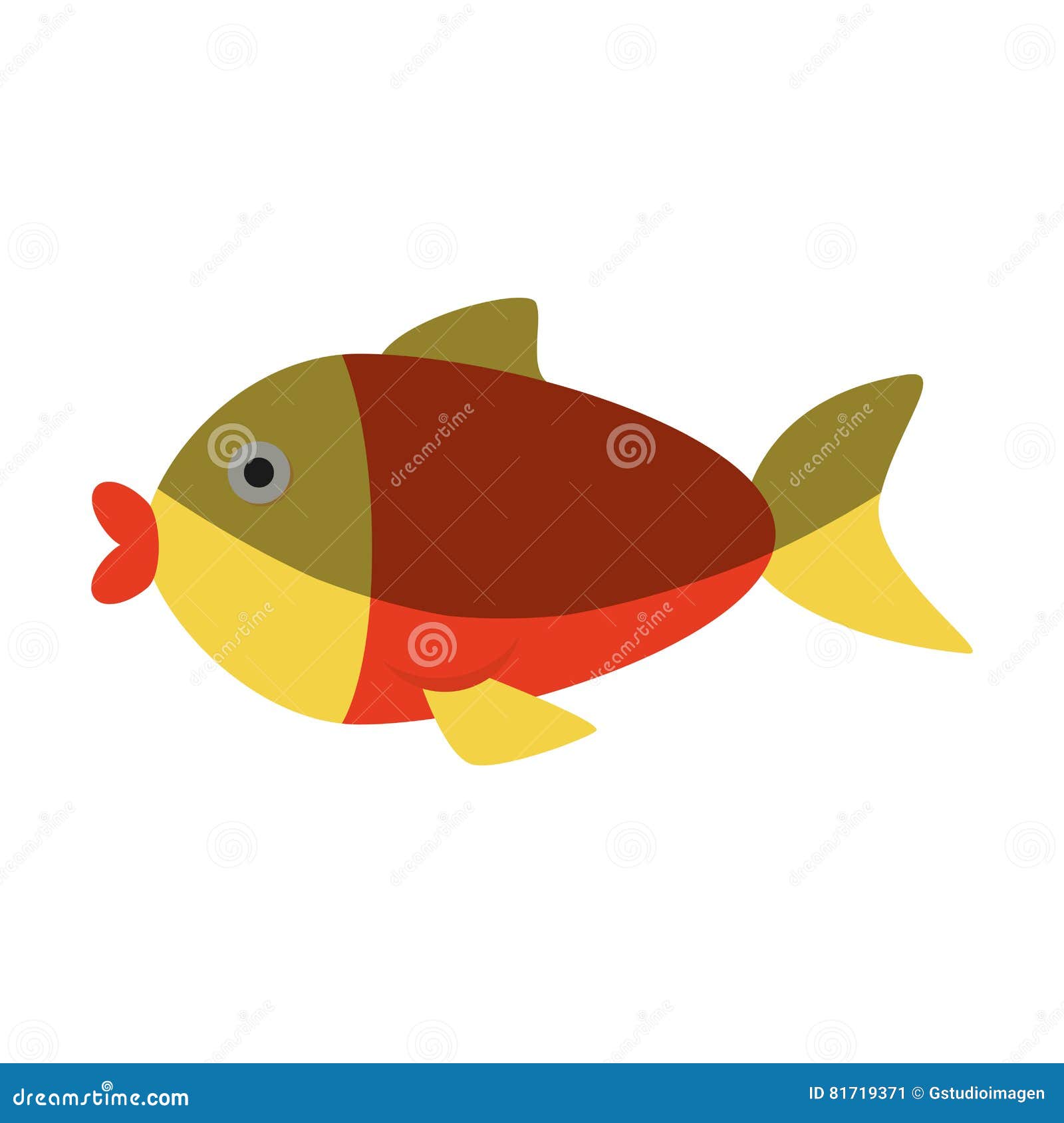 Cute fish isolated icon stock vector. Illustration of happy - 81719371