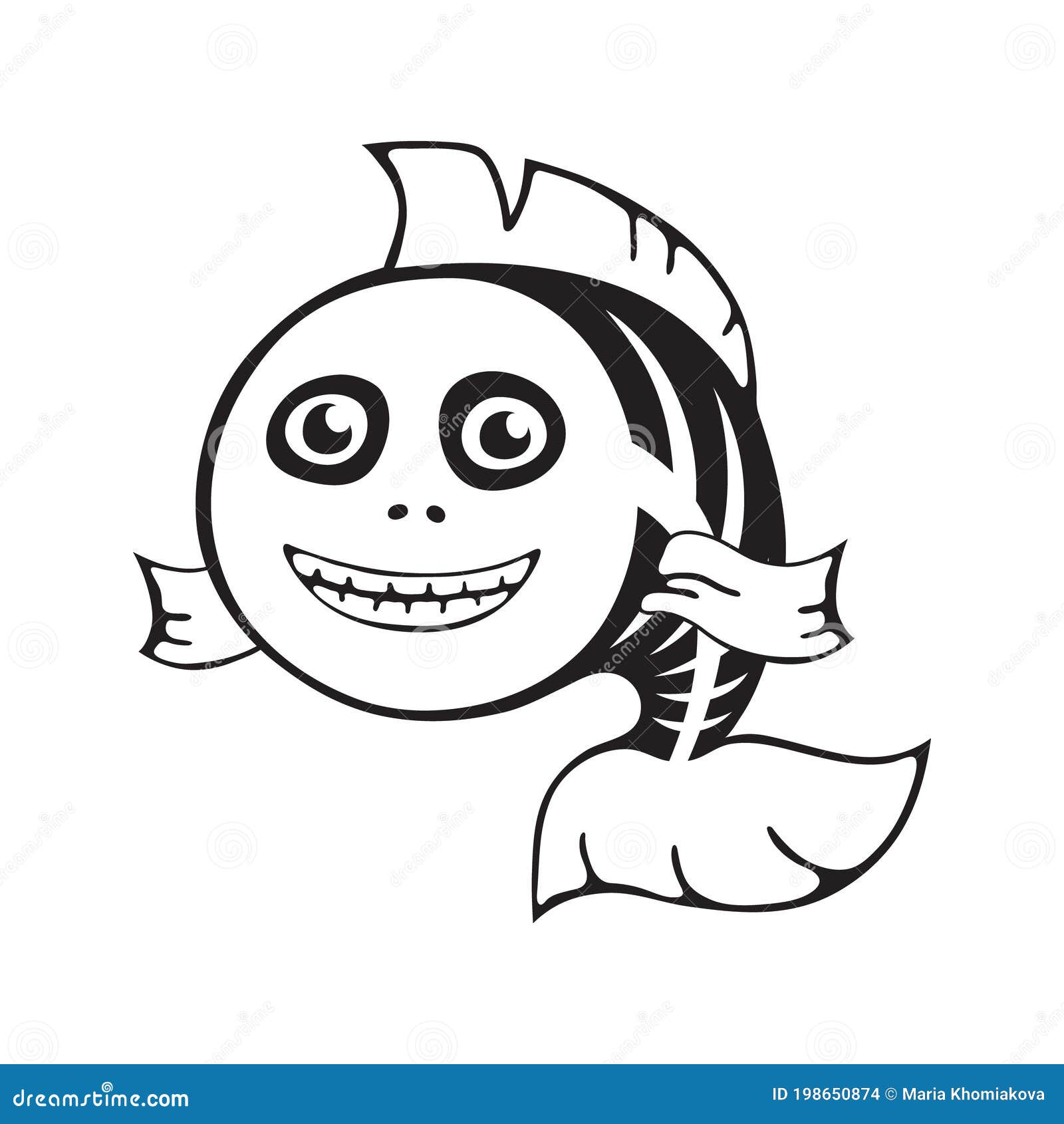 Cute Fish Skeleton. Halloween Template for Print, Pattern Stock ...