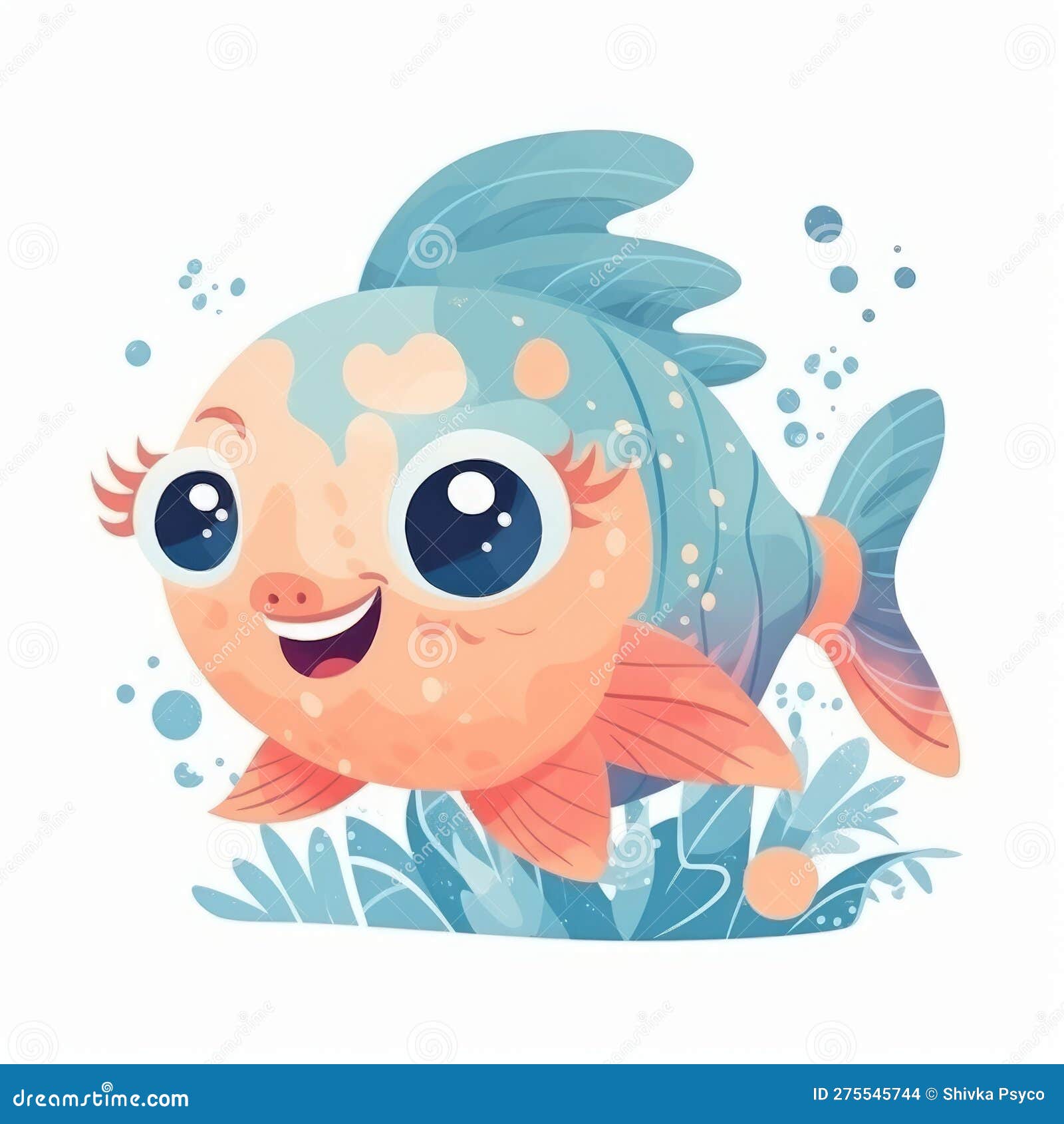 A Cute Fish Smile on White Background Image Generative AI Stock ...