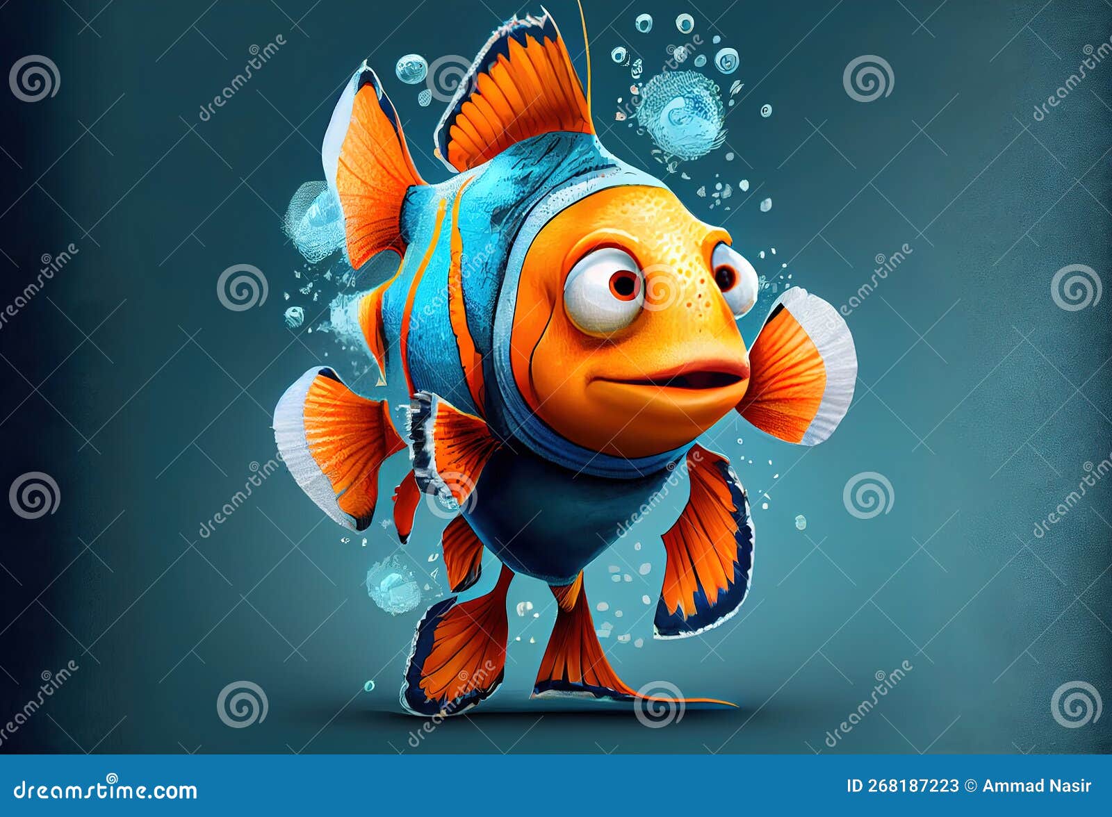 Cute Fish in the Water, Generative Ai Stock Illustration - Illustration ...