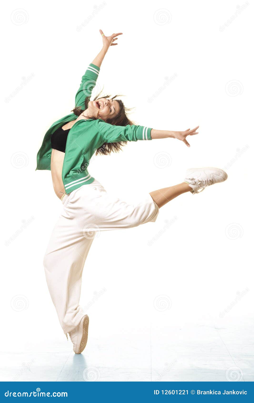 Cute fit girl jumping stock image. Image of cool, model - 12601221