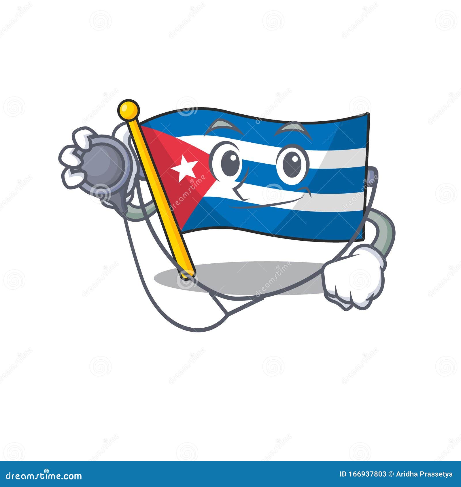 Cute Flag Cuba Scroll Cartoon Character in a Doctor with Tools Stock ...