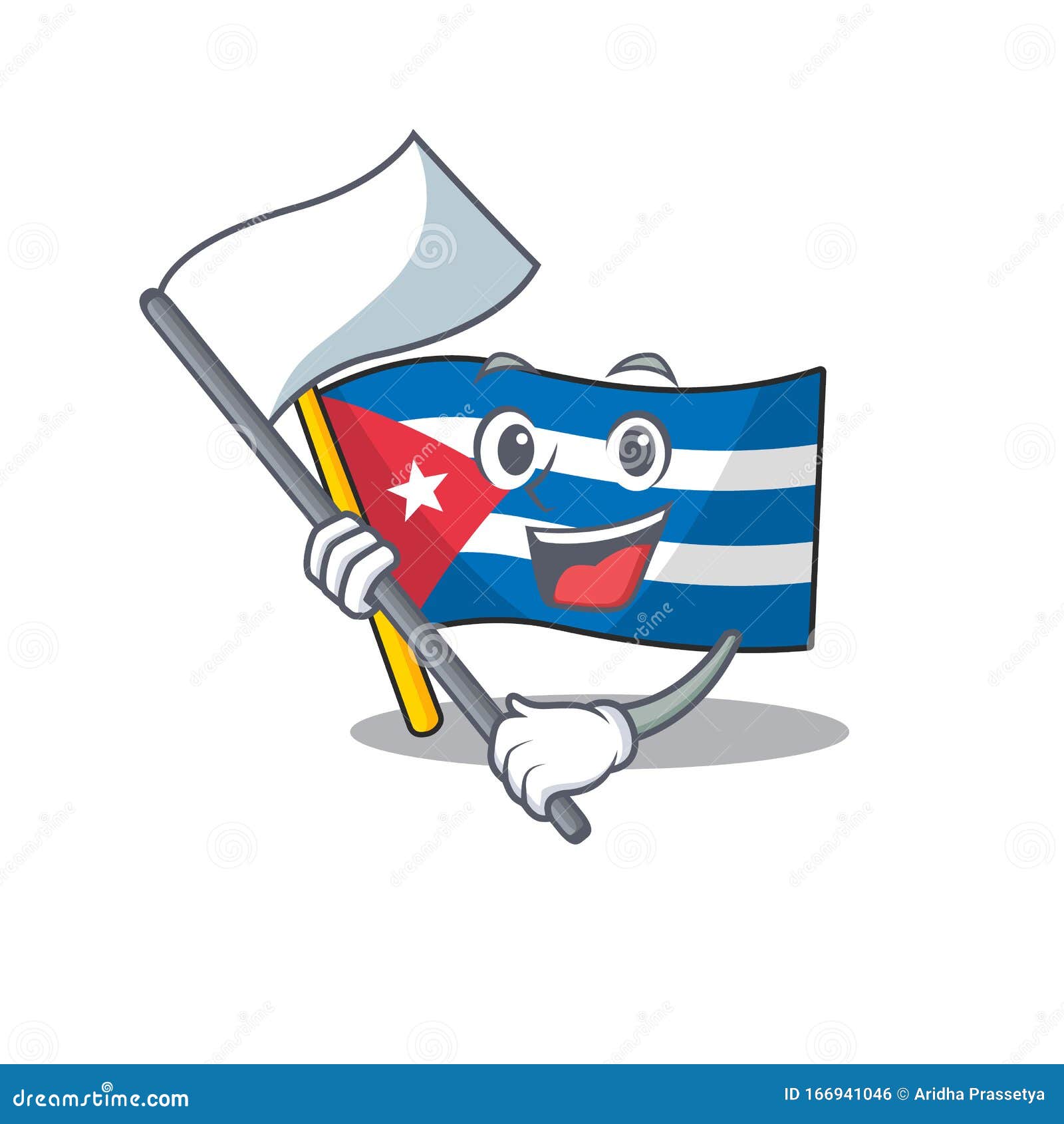 Cute Flag Cuba Scroll Cartoon Character Style with Standing Flag Stock ...