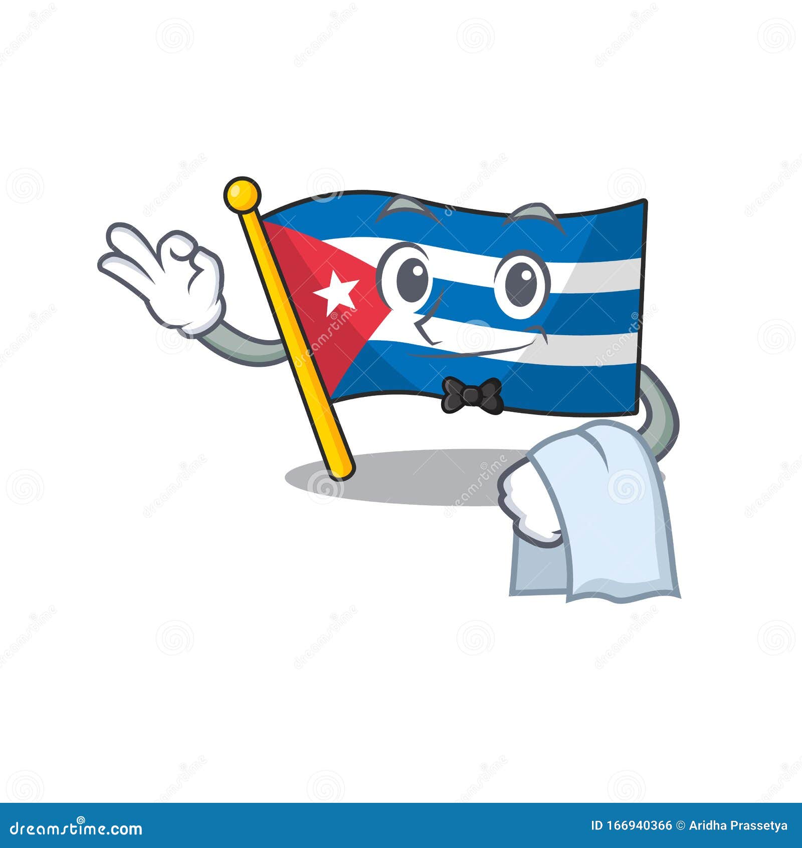 Cute Flag Cuba Scroll Character Stand As a Waiter Look Stock Vector ...