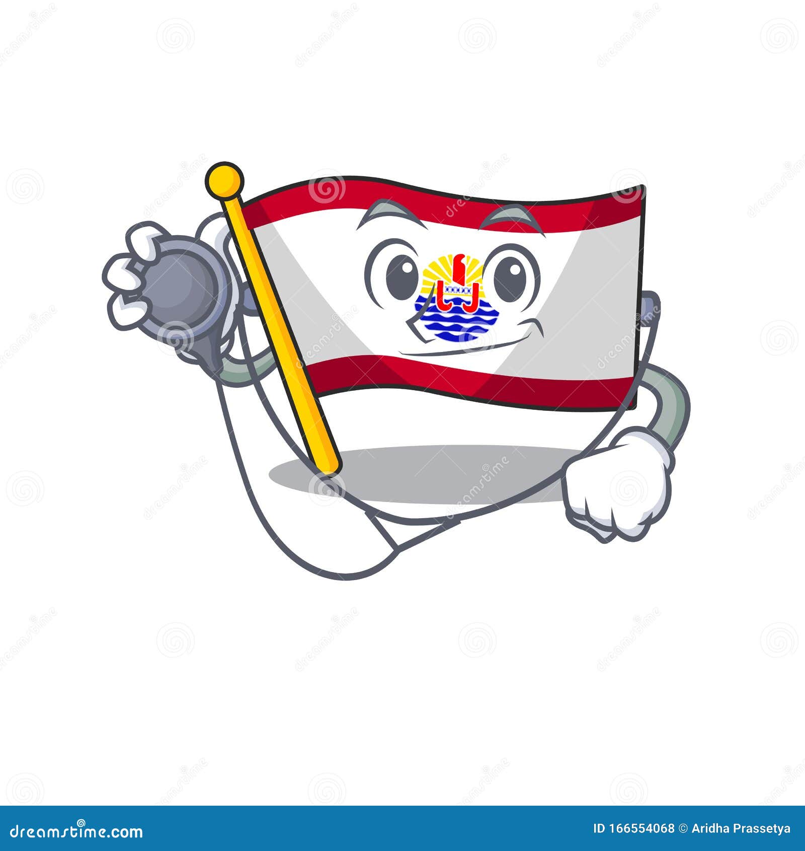 Cute Flag French Polynesia Scroll Cartoon Character in a Doctor with ...