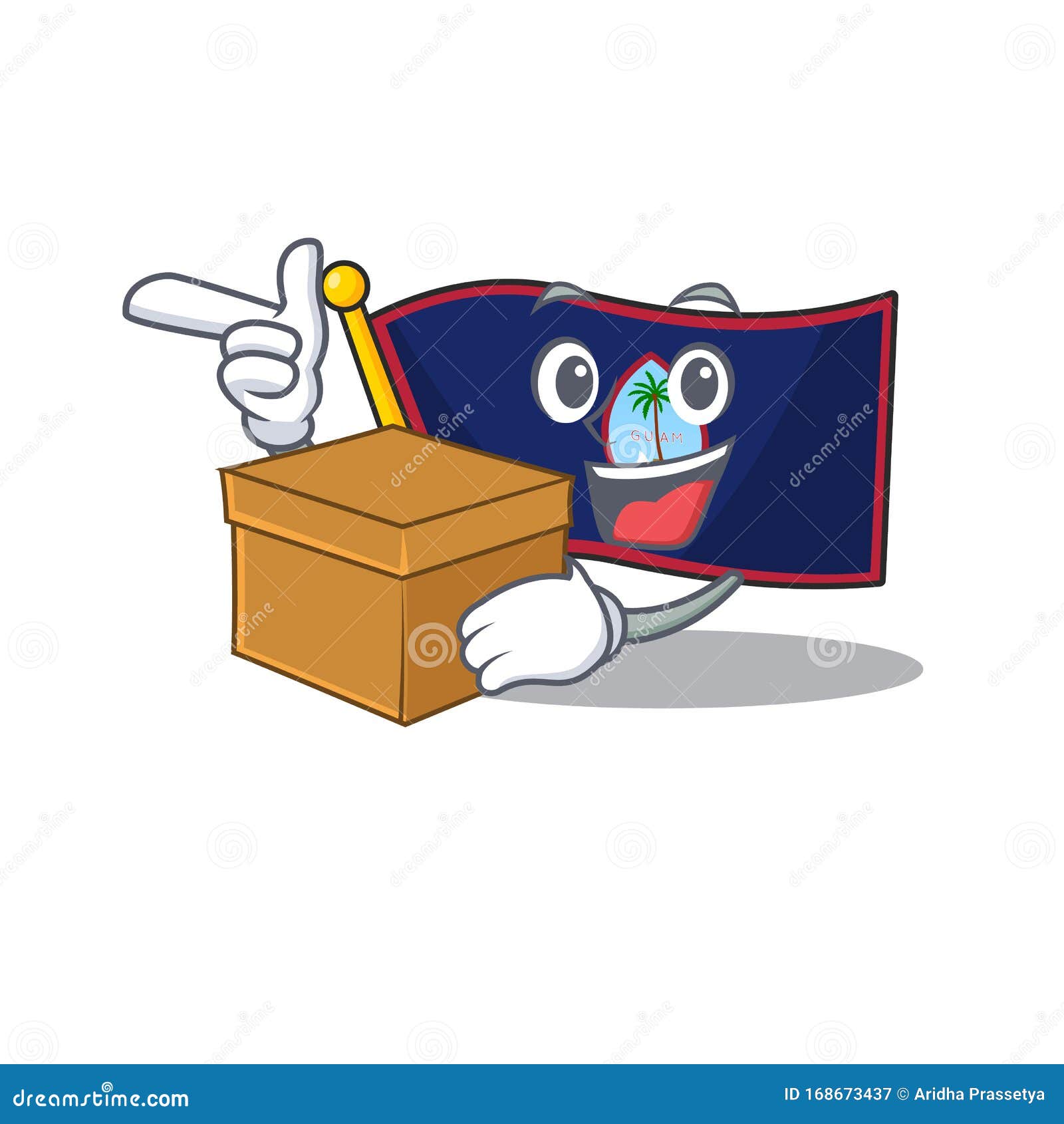 Cute Flag Guam Cartoon Character Having a Box Stock Vector ...