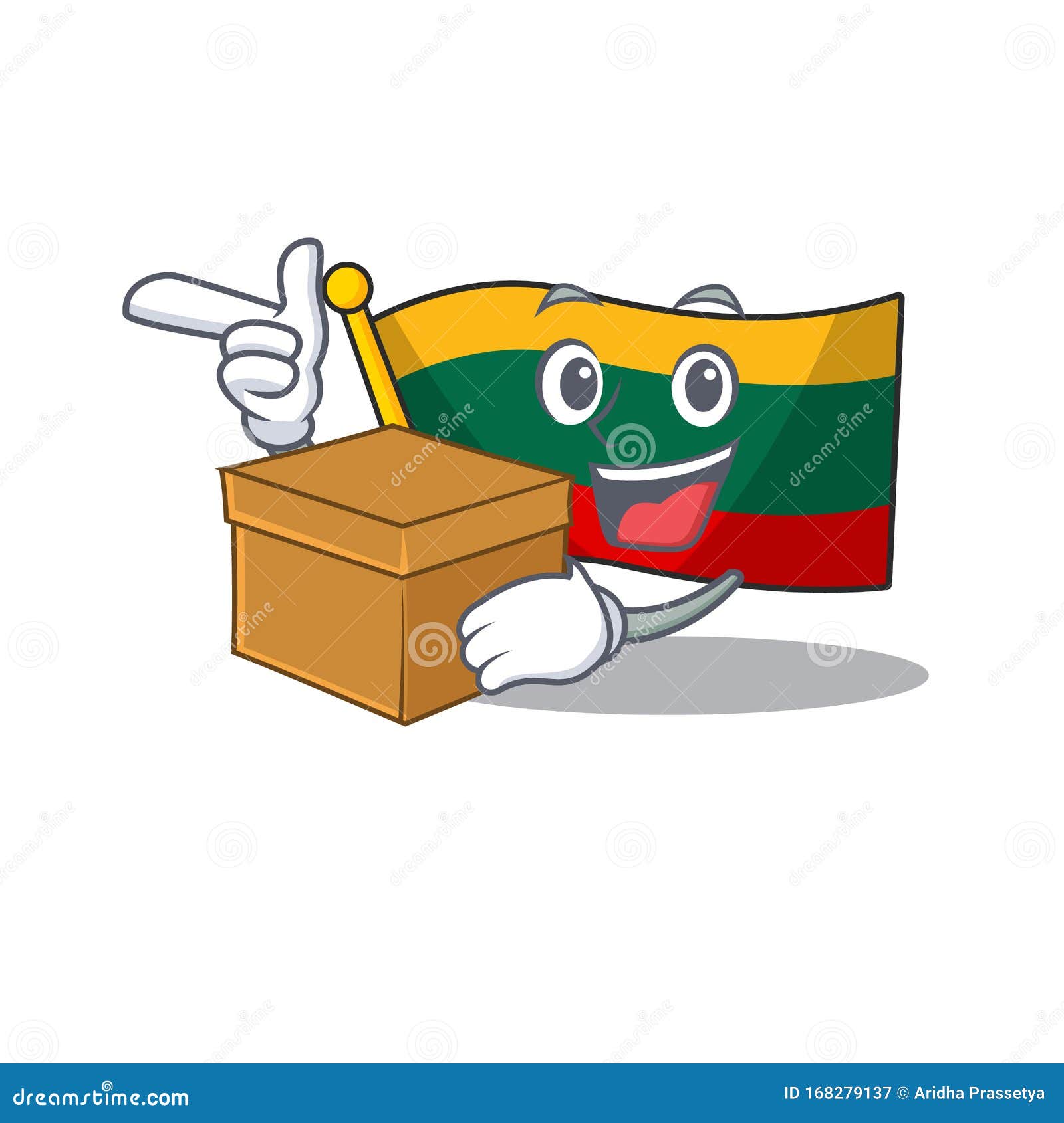 Cute Flag Lithuania Cartoon Character Having a Box Stock Vector ...
