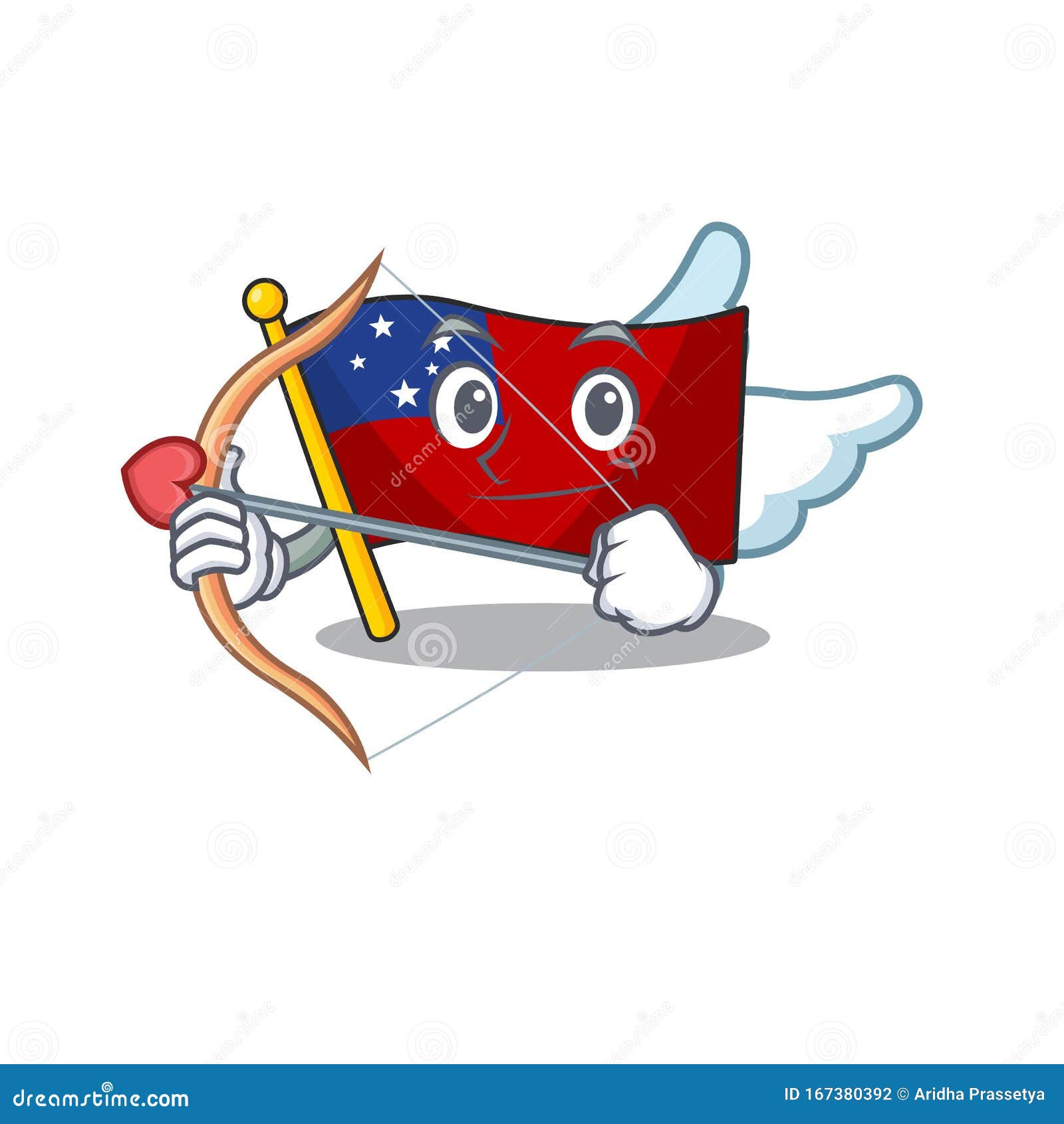 Cute Flag Samoa Scroll Cupid Cartoon Character with Arrow and Wings ...
