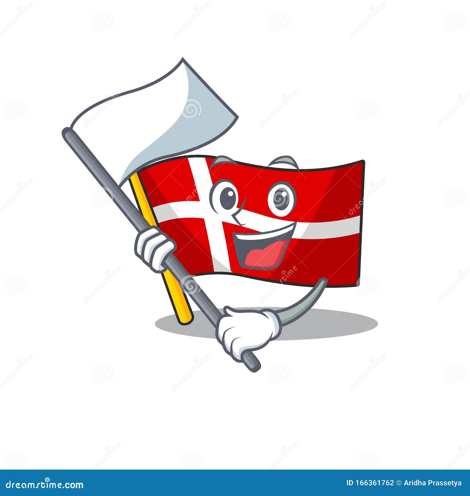 Cute Flag Standing with Flag Denmark Cartoon Character Style Stock ...