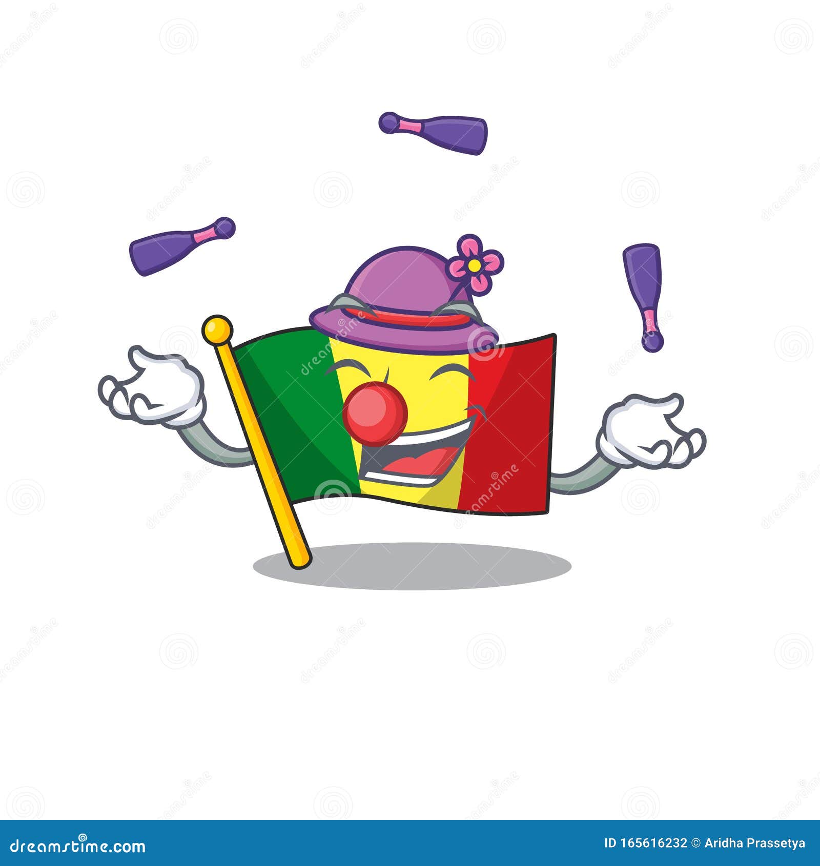 Cute Flag Standing with Flag Mali Cartoon Character Style Stock Vector ...