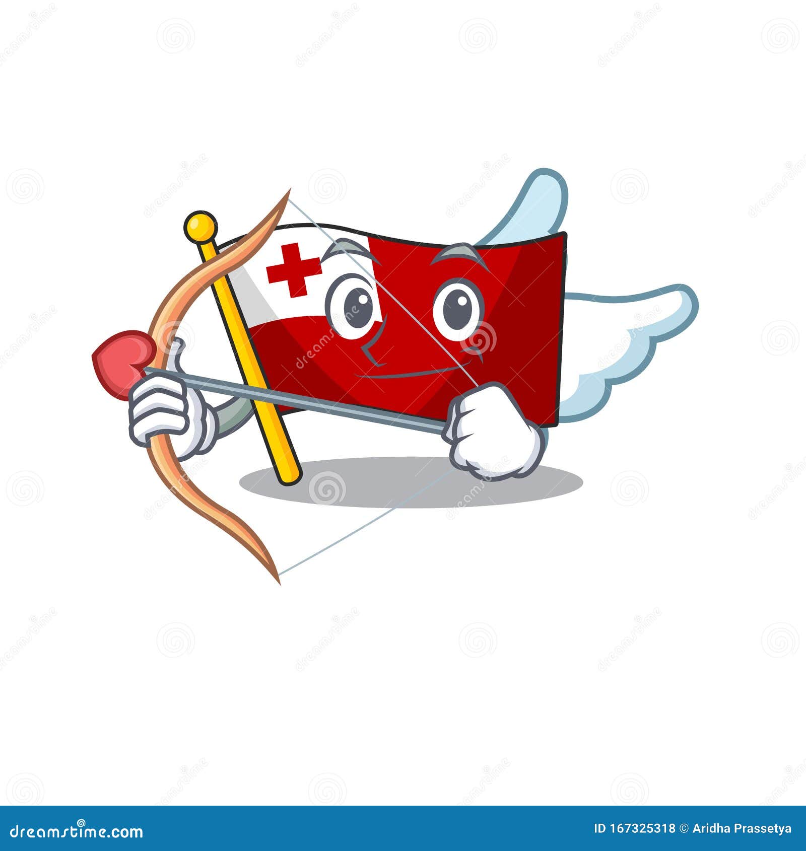Cute Flag Tonga Scroll Cupid Cartoon Character with Arrow and Wings ...
