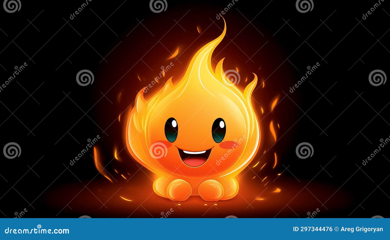 A Cute Flame Character Icon Stock Illustration - Illustration of small ...