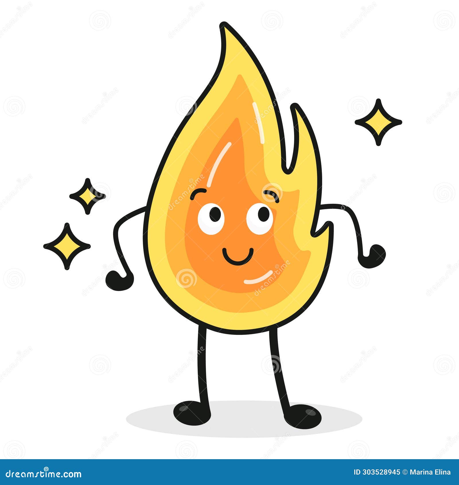Cute Flame Character Vector Illustration. Stock Illustration ...