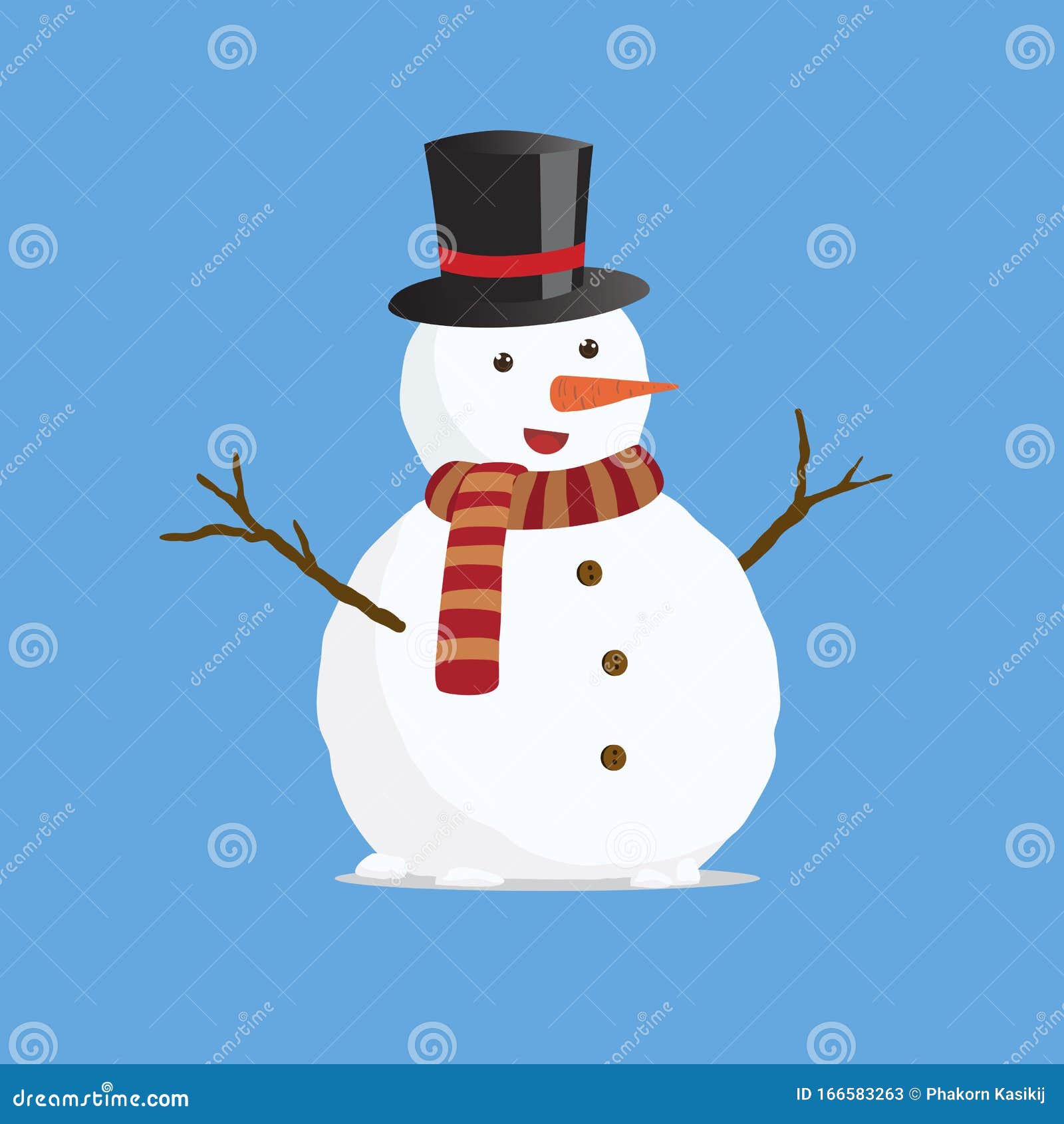 Cute Flat Design Snowman on ISolated White Background Stock Image ...