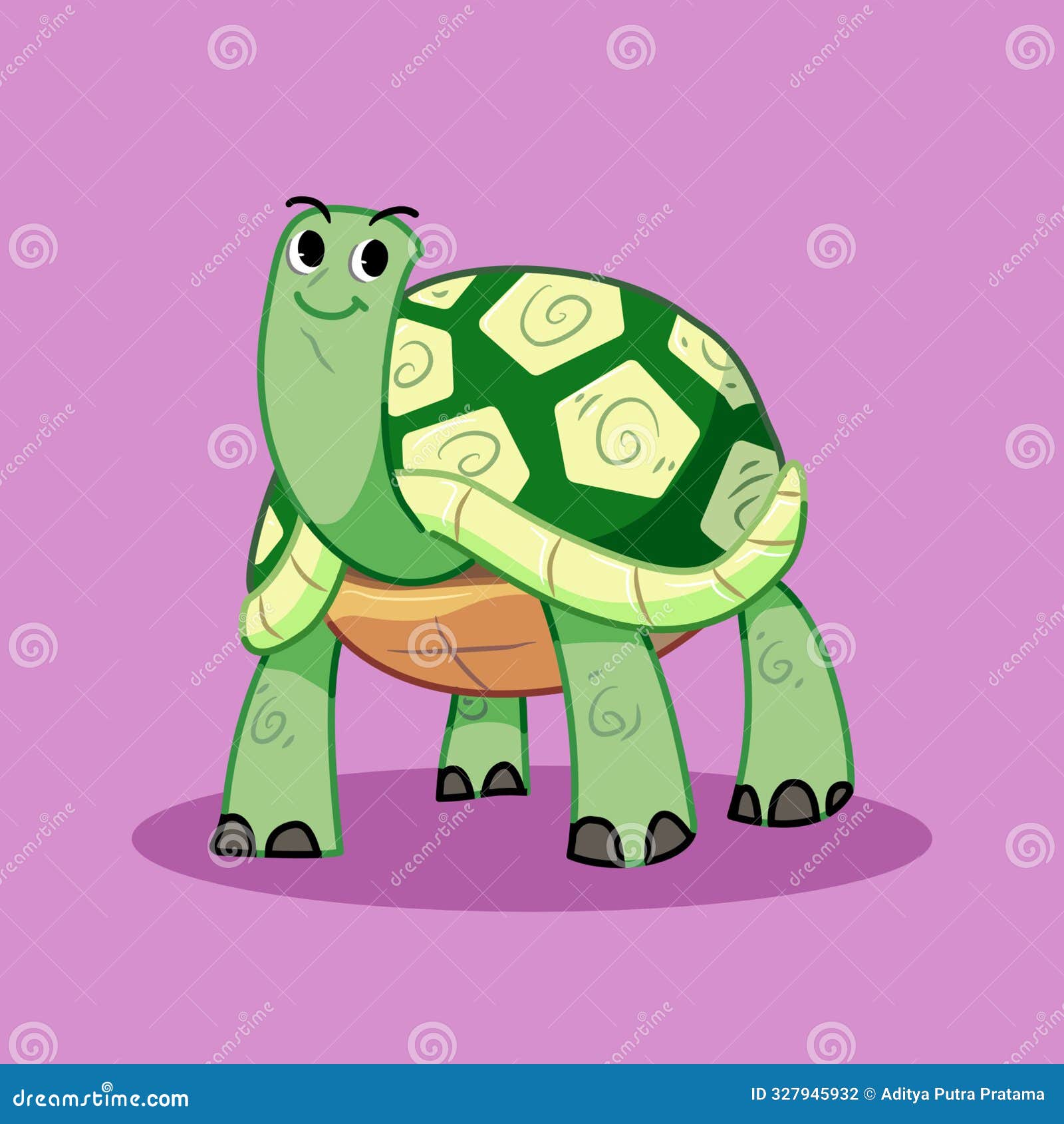 Cute Flat Design Turtle Illustration. Stock Vector - Illustration of ...