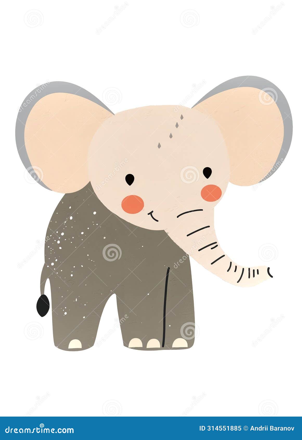 Cute Flat Elephant. Sticker Clipart. AI Generated Stock Illustration ...