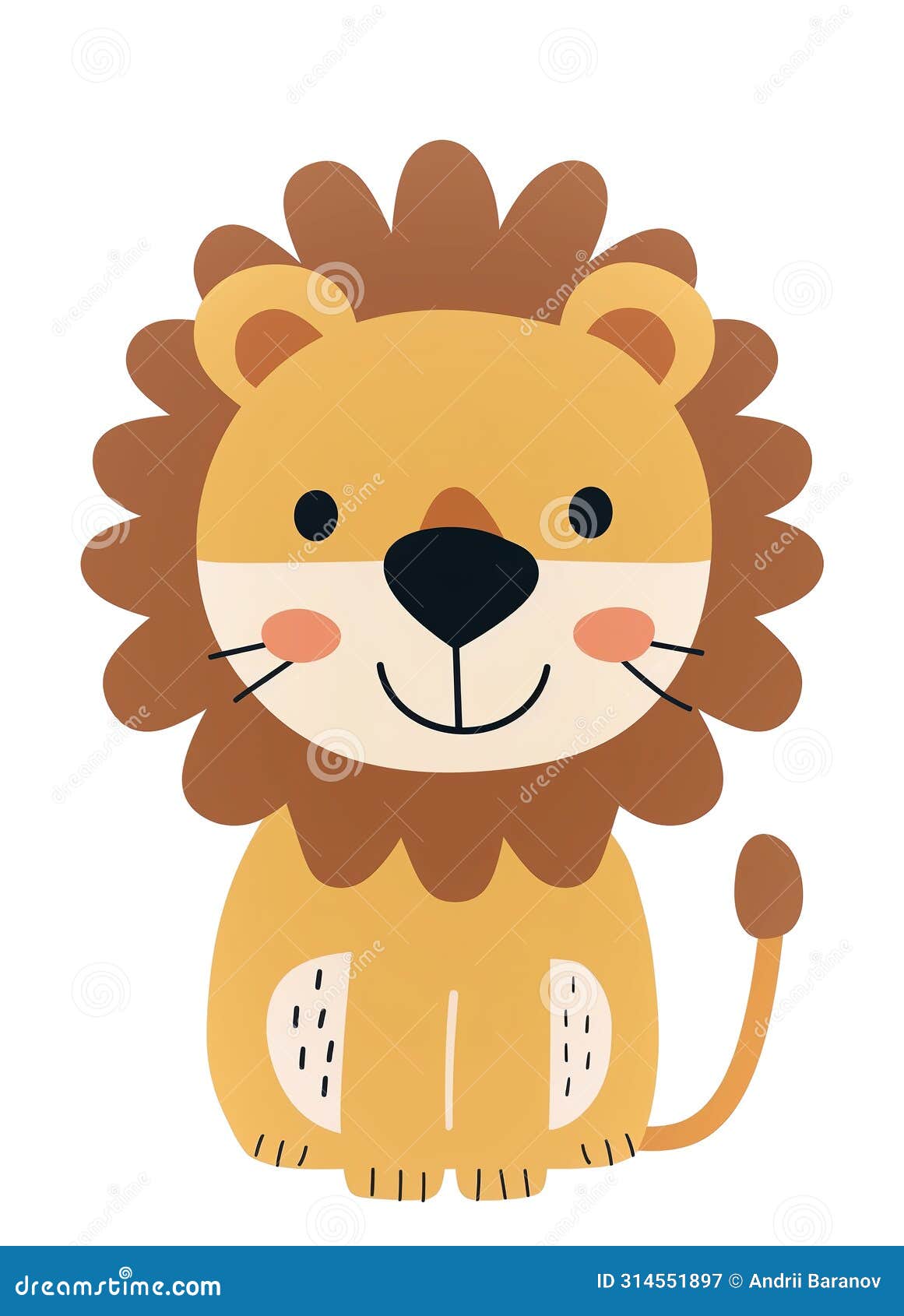 Cute Flat Lion. Sticker Clipart. AI Generated Stock Illustration ...