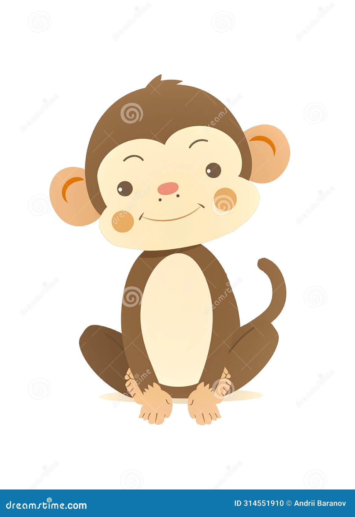 Cute Flat Monkey. Sticker Clipart. AI Generated Stock Illustration ...