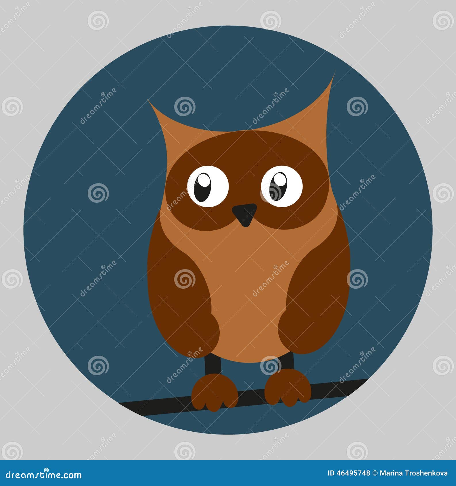 Cute flat owl stock vector. Illustration of cartoon, eyes - 46495748