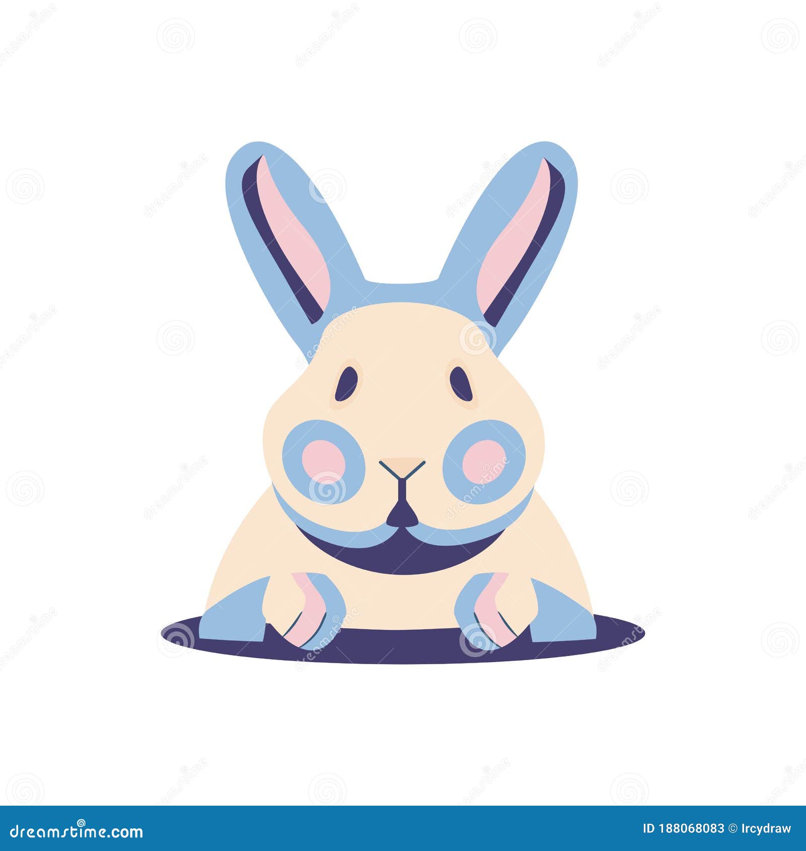 Cute Flat Rabbit Bunny Clipart for Easter Stock Vector - Illustration ...