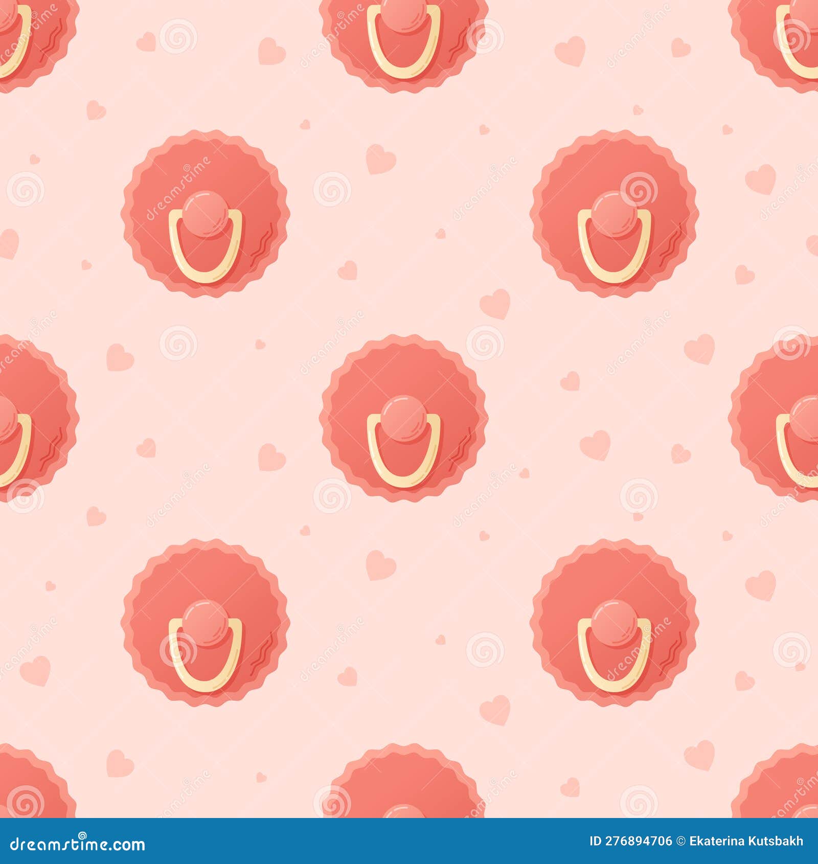 Cute Flat Red Baby Girl Pacifier. Vector Cartoon Seamless Pattern ...