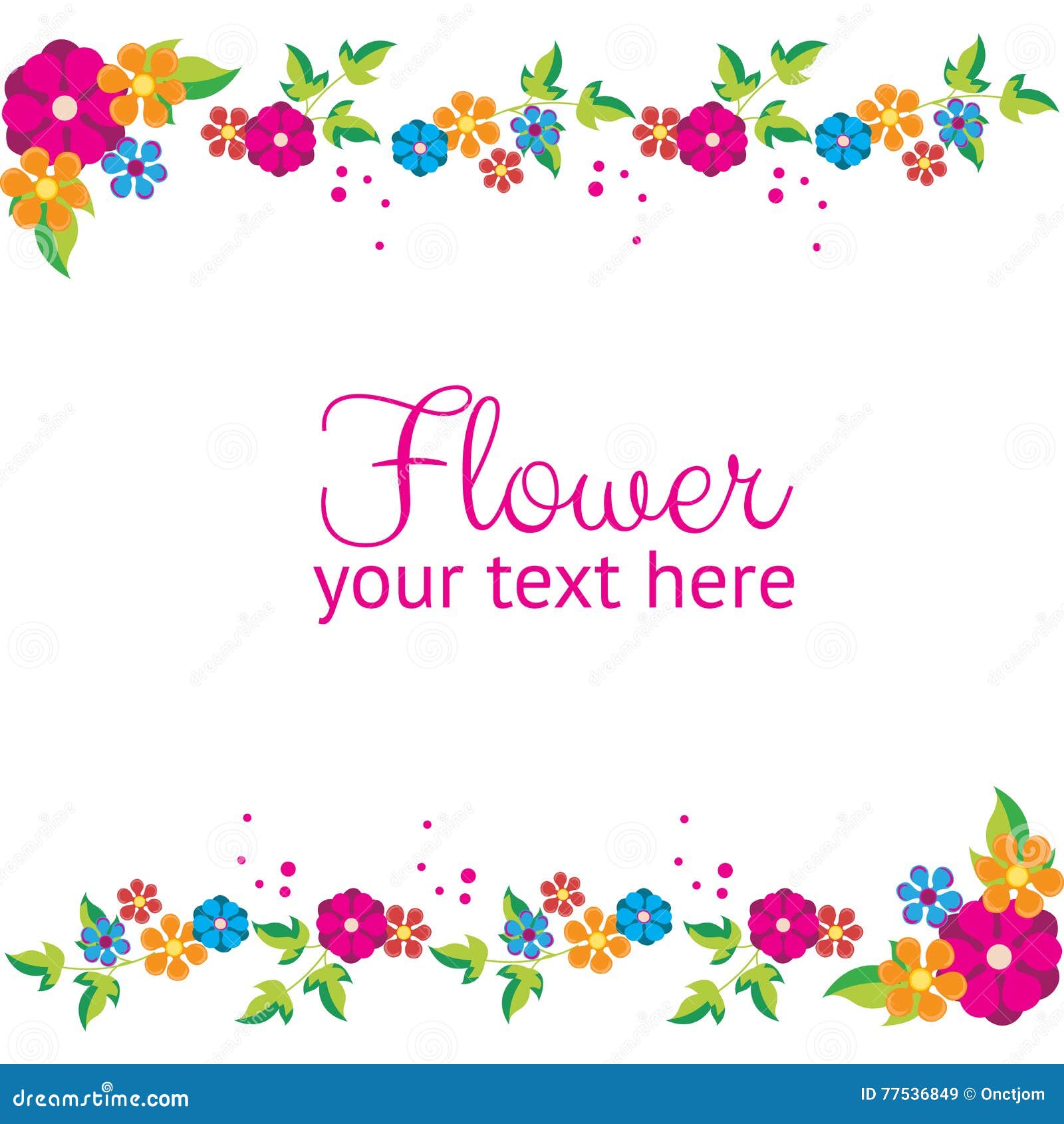 Cute Flat Style Flower Frame Stock Vector - Illustration of garden ...