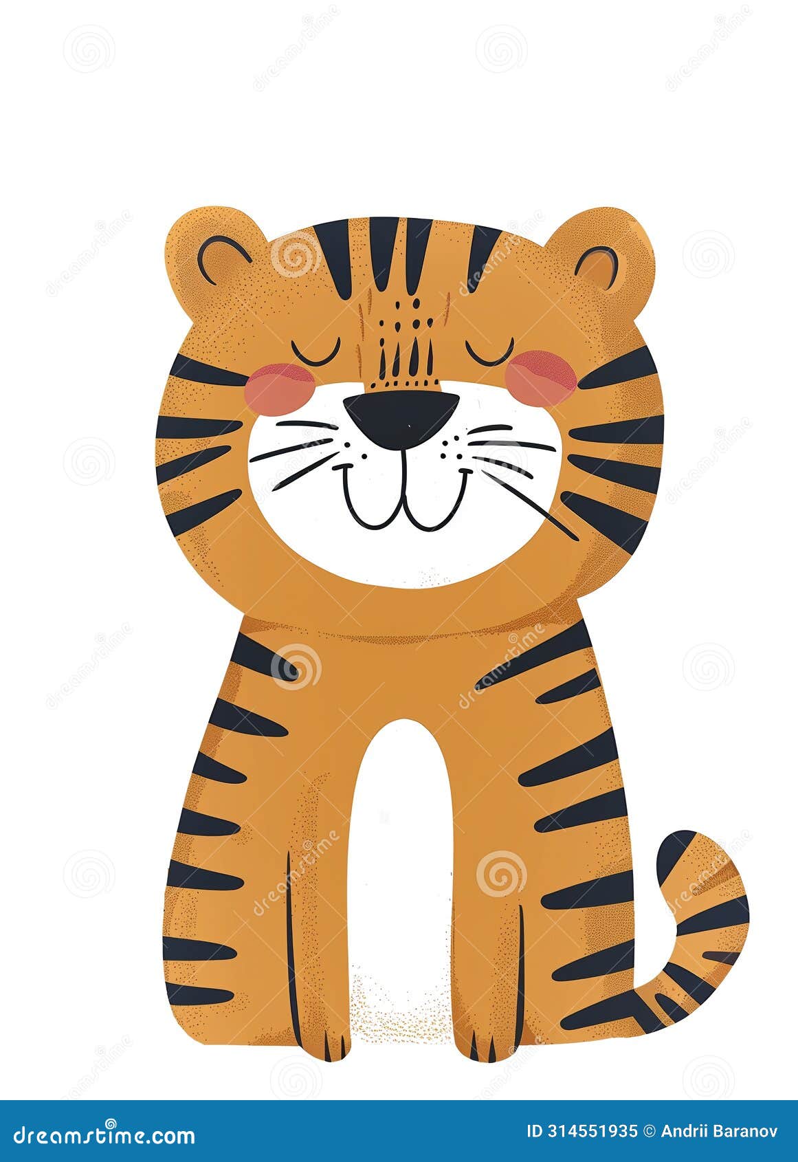 Cute Flat Tiger. Sticker Clipart. AI Generated Stock Illustration ...