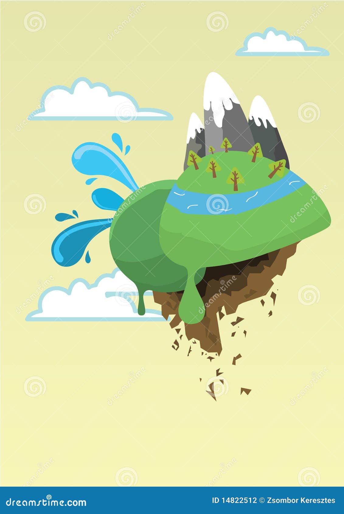 Cute floating island stock vector. Illustration of creative - 14822512