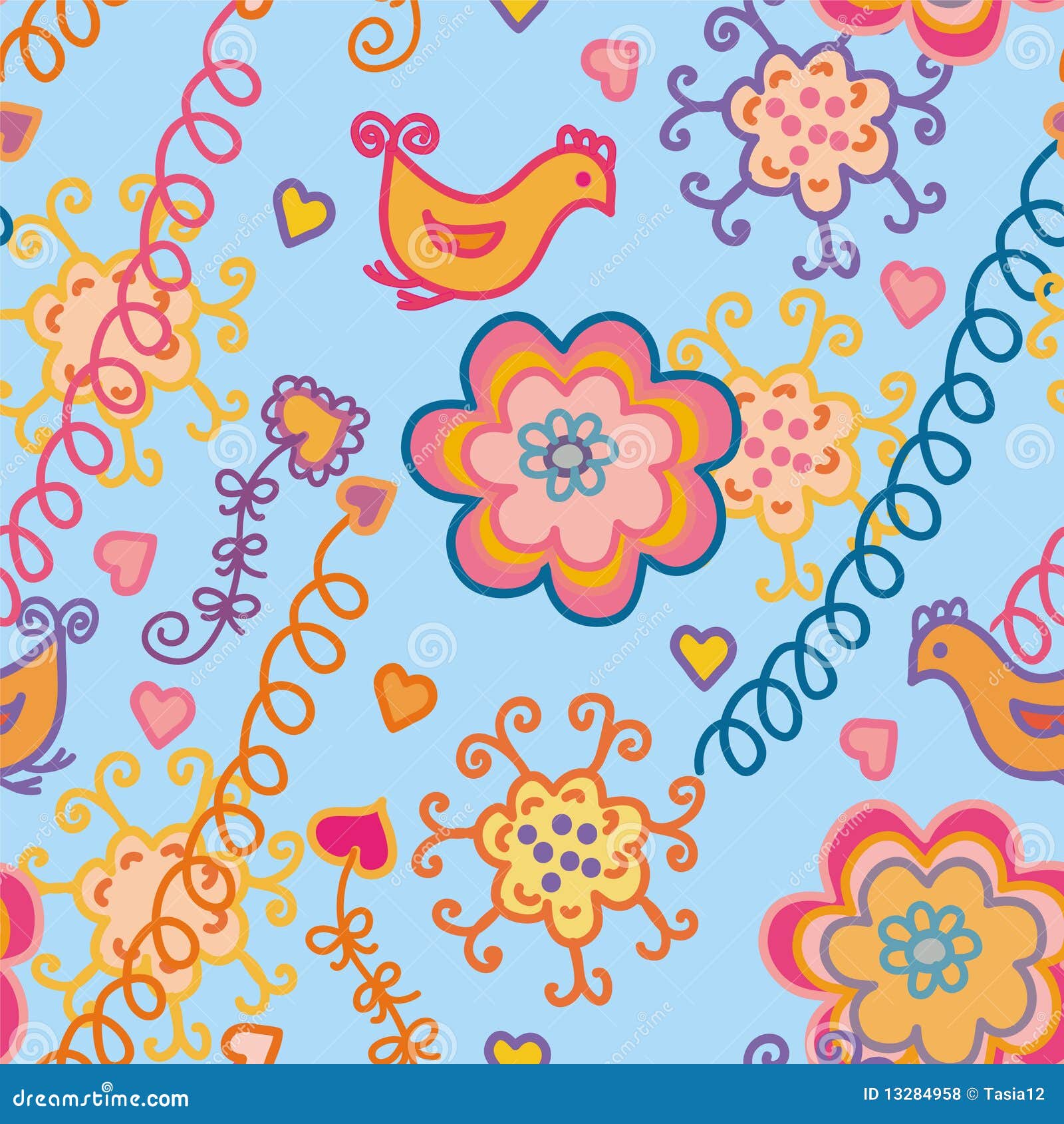 Cute Floral Bright Seamless Pattern Stock Vector - Illustration of form ...