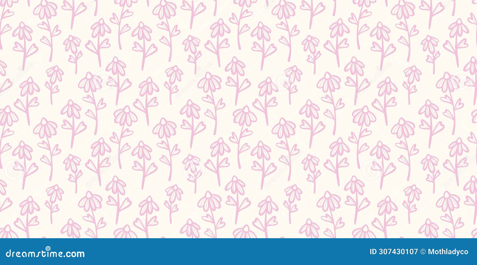 Cute Floral Daisy Backgorund, Seamless Vector Pattern with Flowers ...