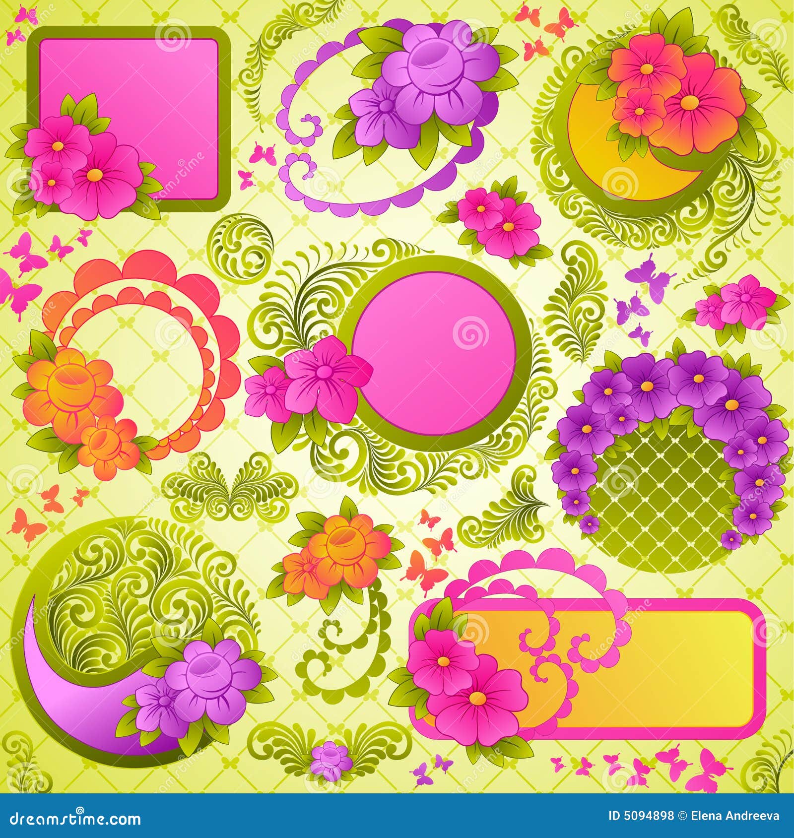 Cute Floral Design Elements. Stock Vector - Illustration of clip, cute ...