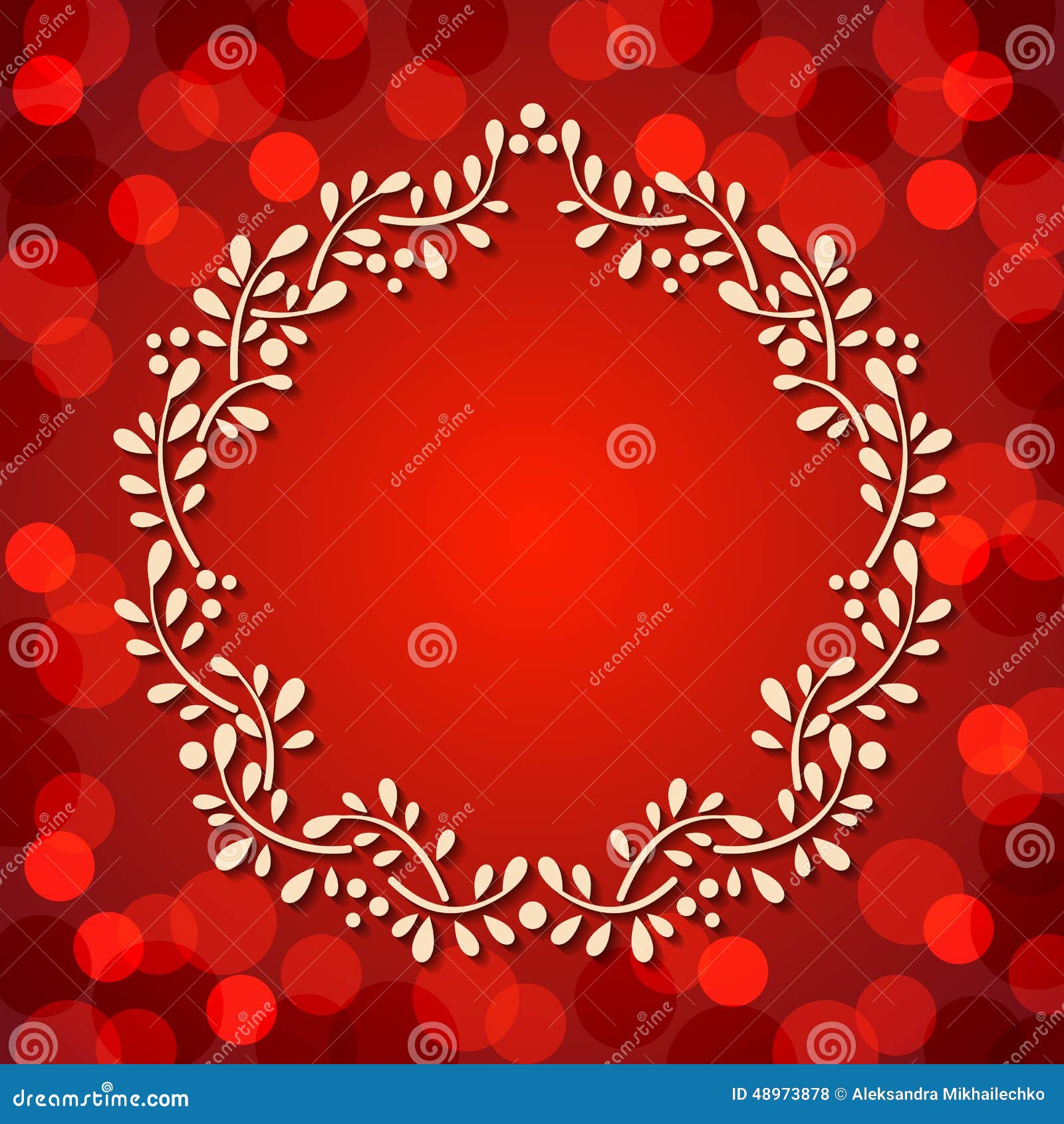 Cute Floral Frame on Red Background Stock Vector - Illustration of date ...