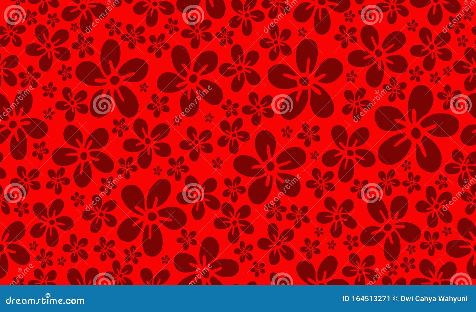 Cute Floral Pattern Background, Plant Drawing Dark Red Flower Stock ...