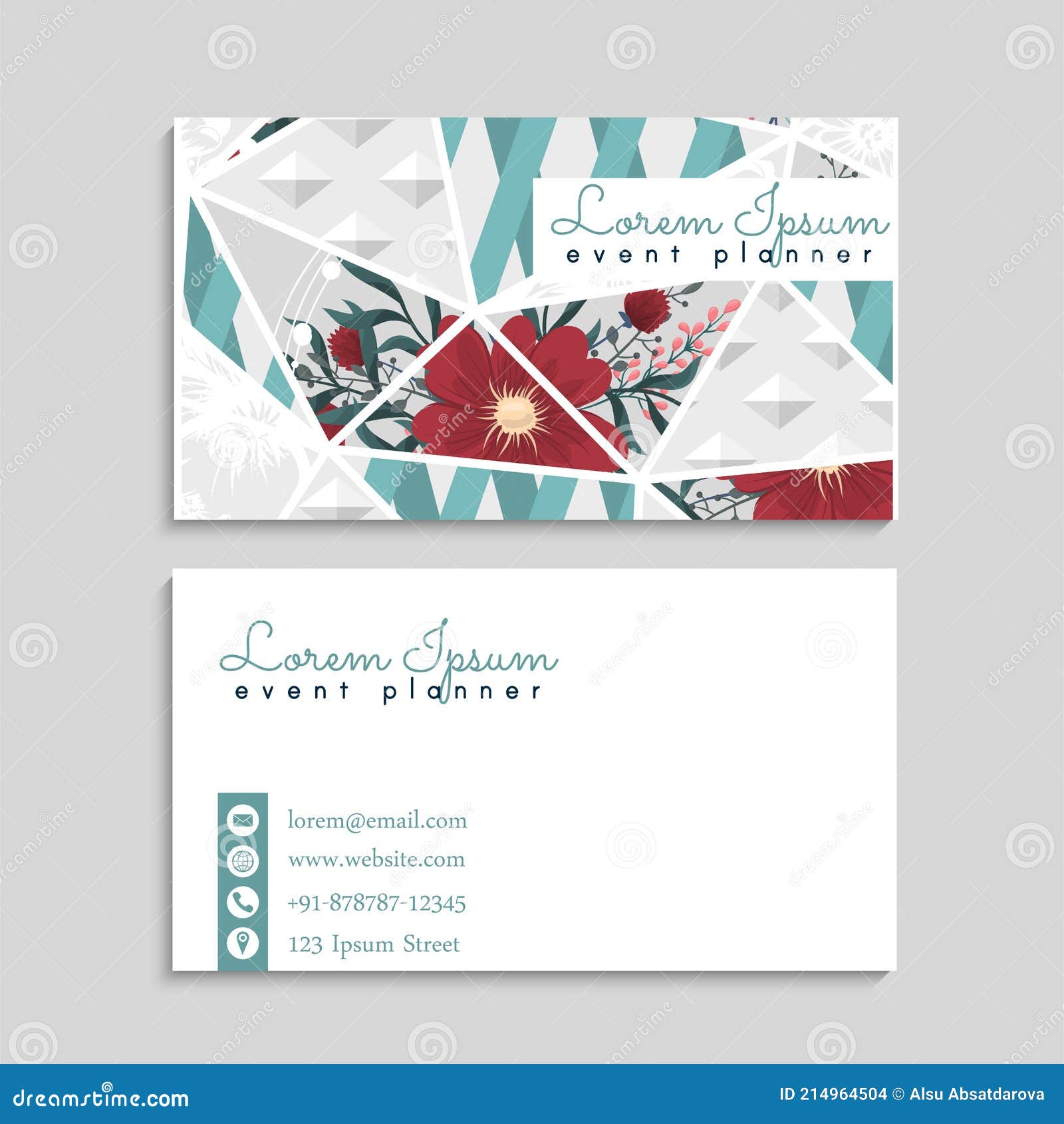 Cute Floral Pattern Business Card Name Card Design Template Set Stock ...