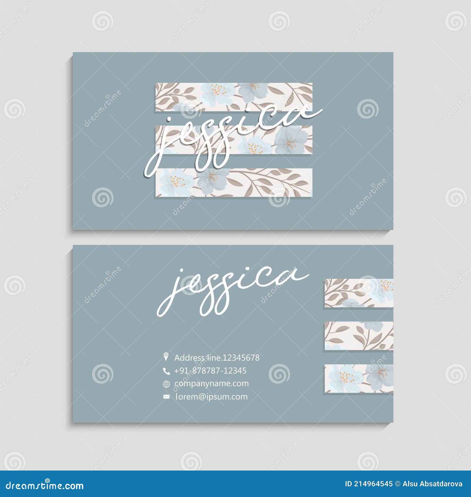 Cute Floral Pattern Business Card Name Card Design Template Set Stock ...