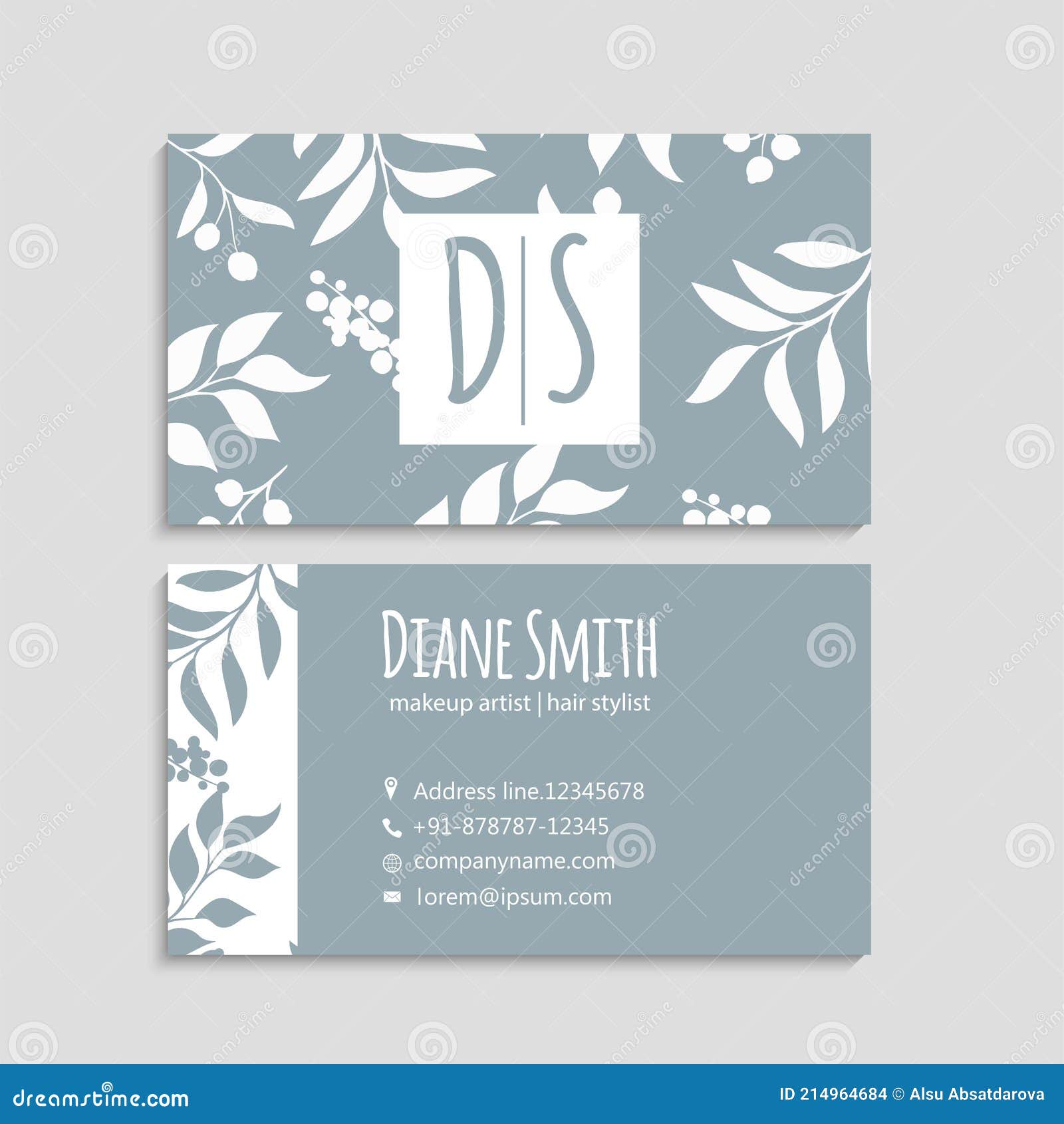 Cute Floral Pattern Business Card Name Card Design Template Set Stock ...