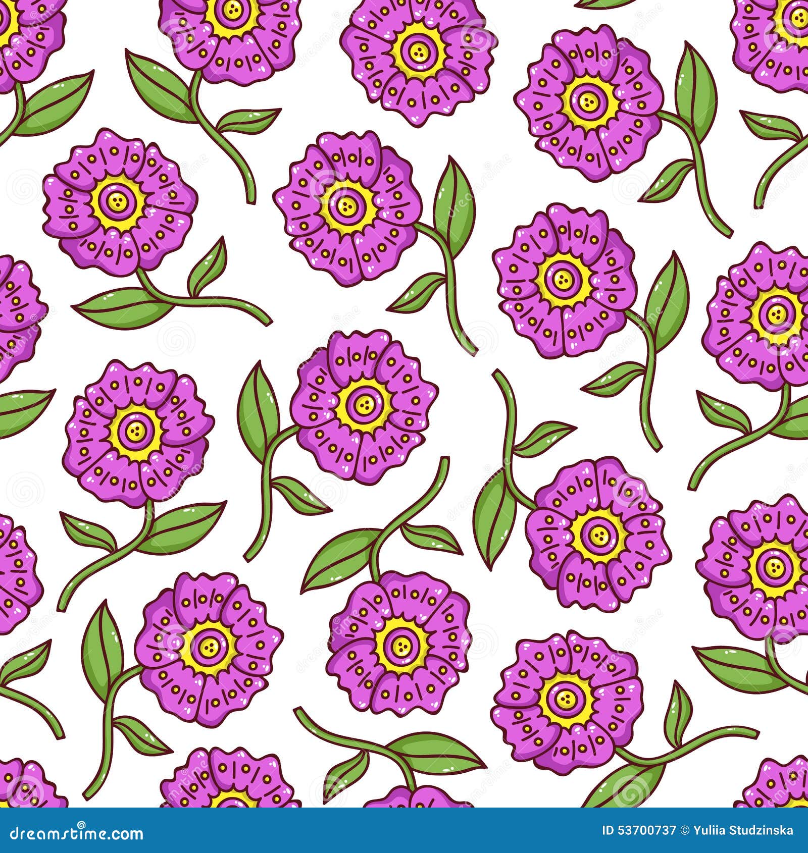 Cute floral pattern. stock vector. Illustration of cheerful - 53700737