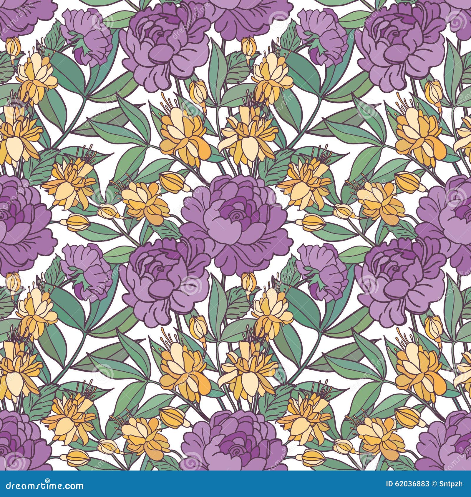 Cute Floral Seamless Pattern Background. Stock Vector - Illustration of ...
