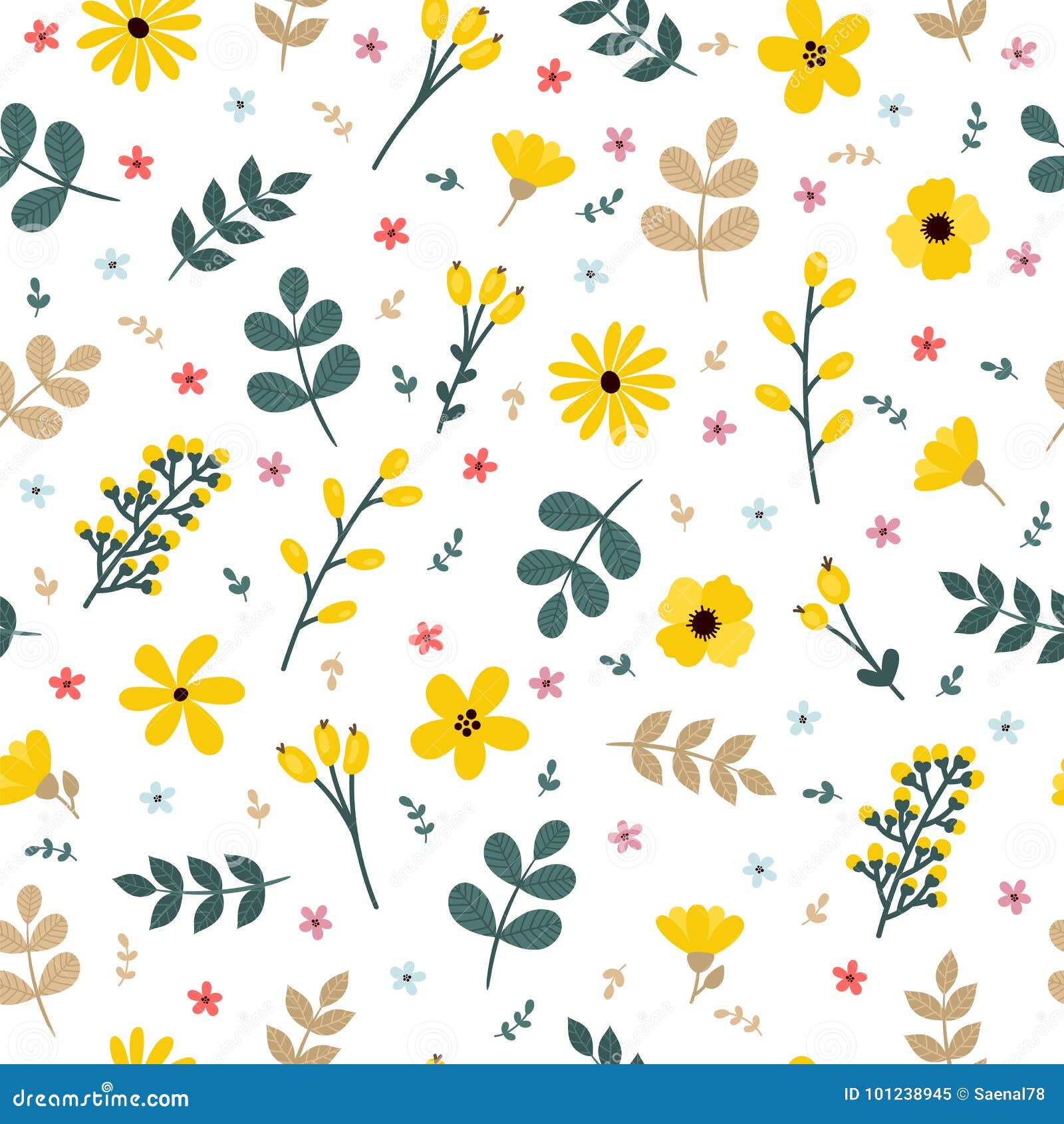 Cute Floral Pattern. Motifs Scattered Random. Seamless Texture. Elegant ...