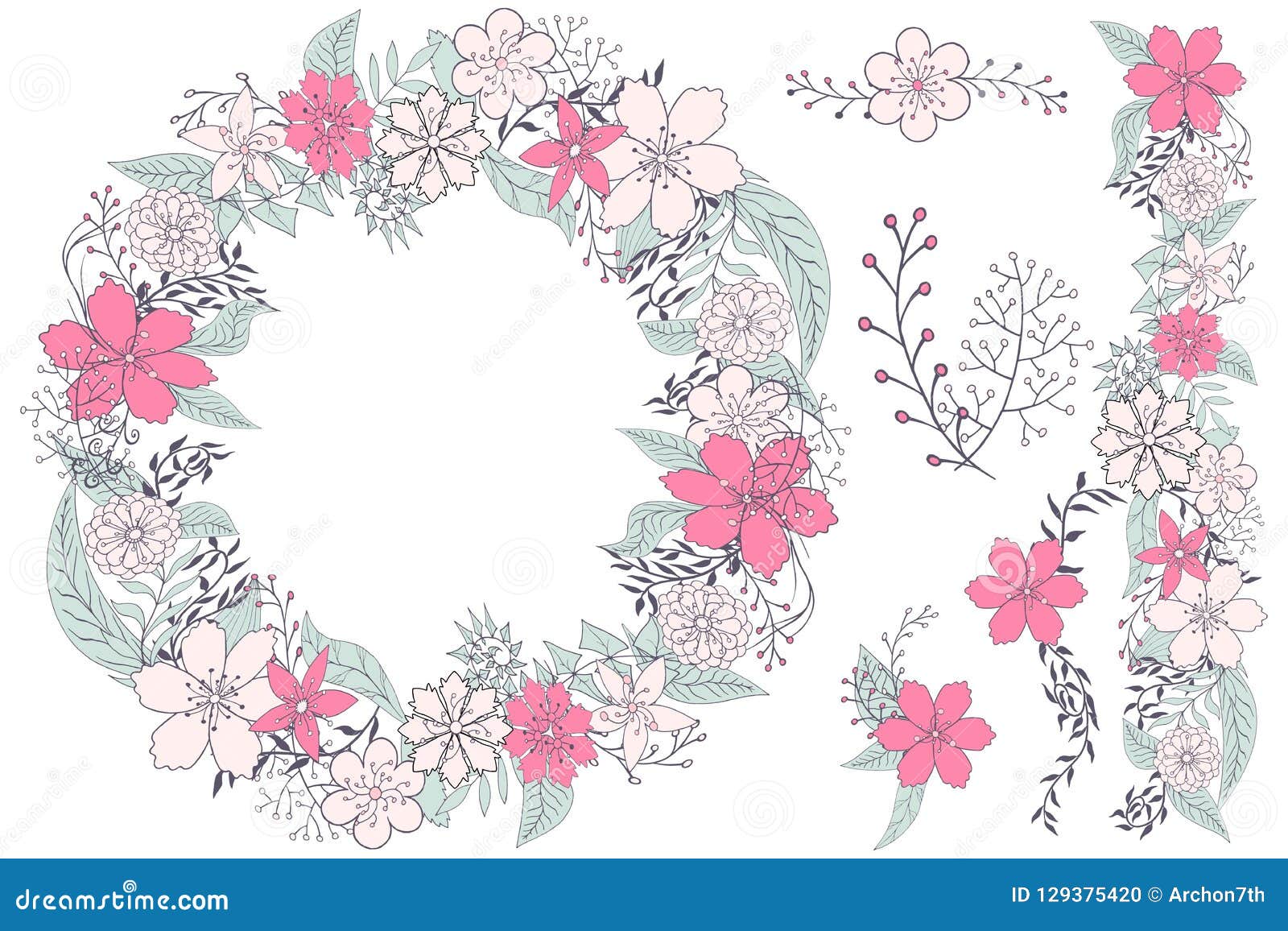Cute Floral Vector Elements for Design Cards Stock Vector ...