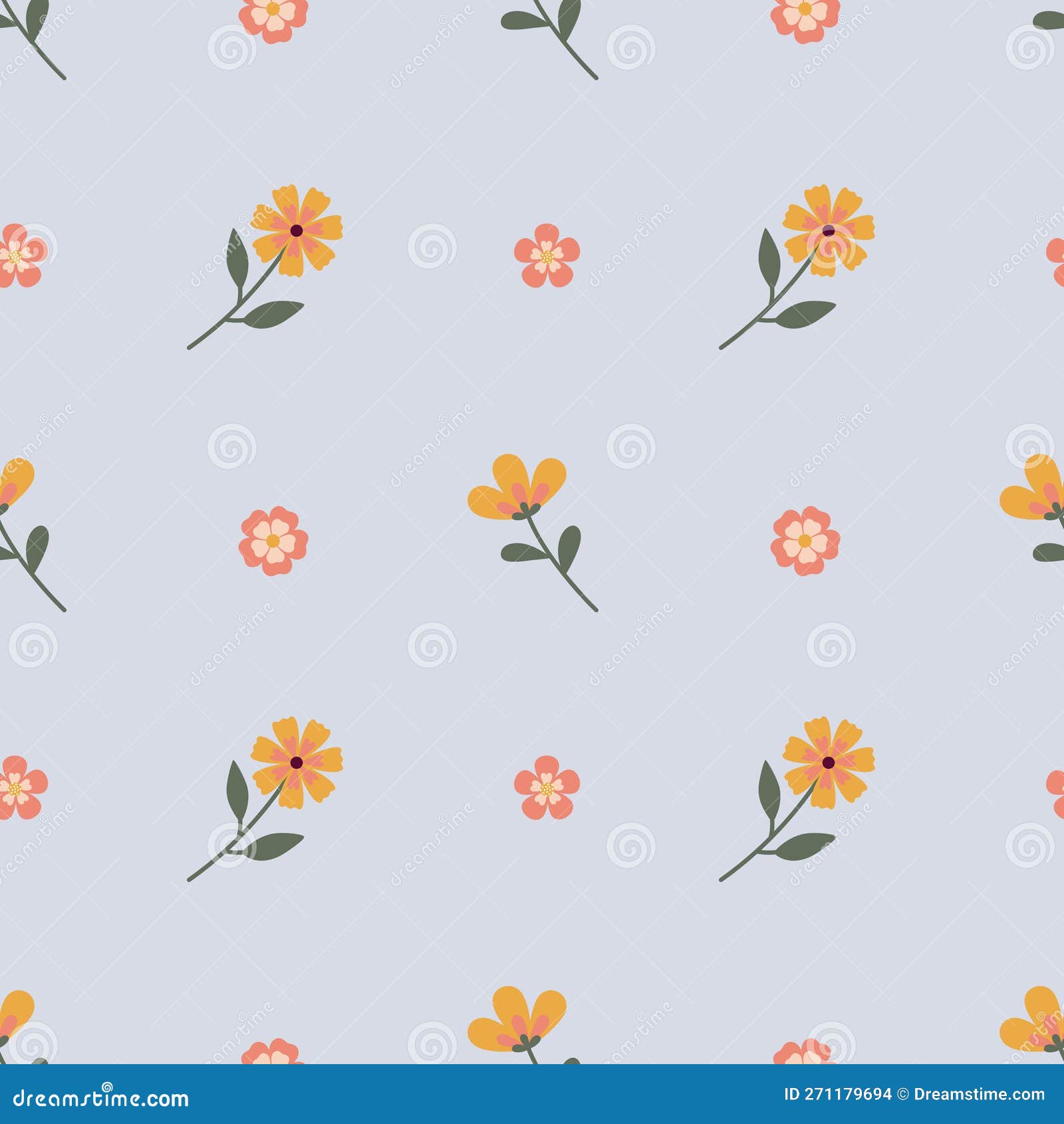 Cute Floral Vector Seamless Pattern Stock Vector - Illustration of ...