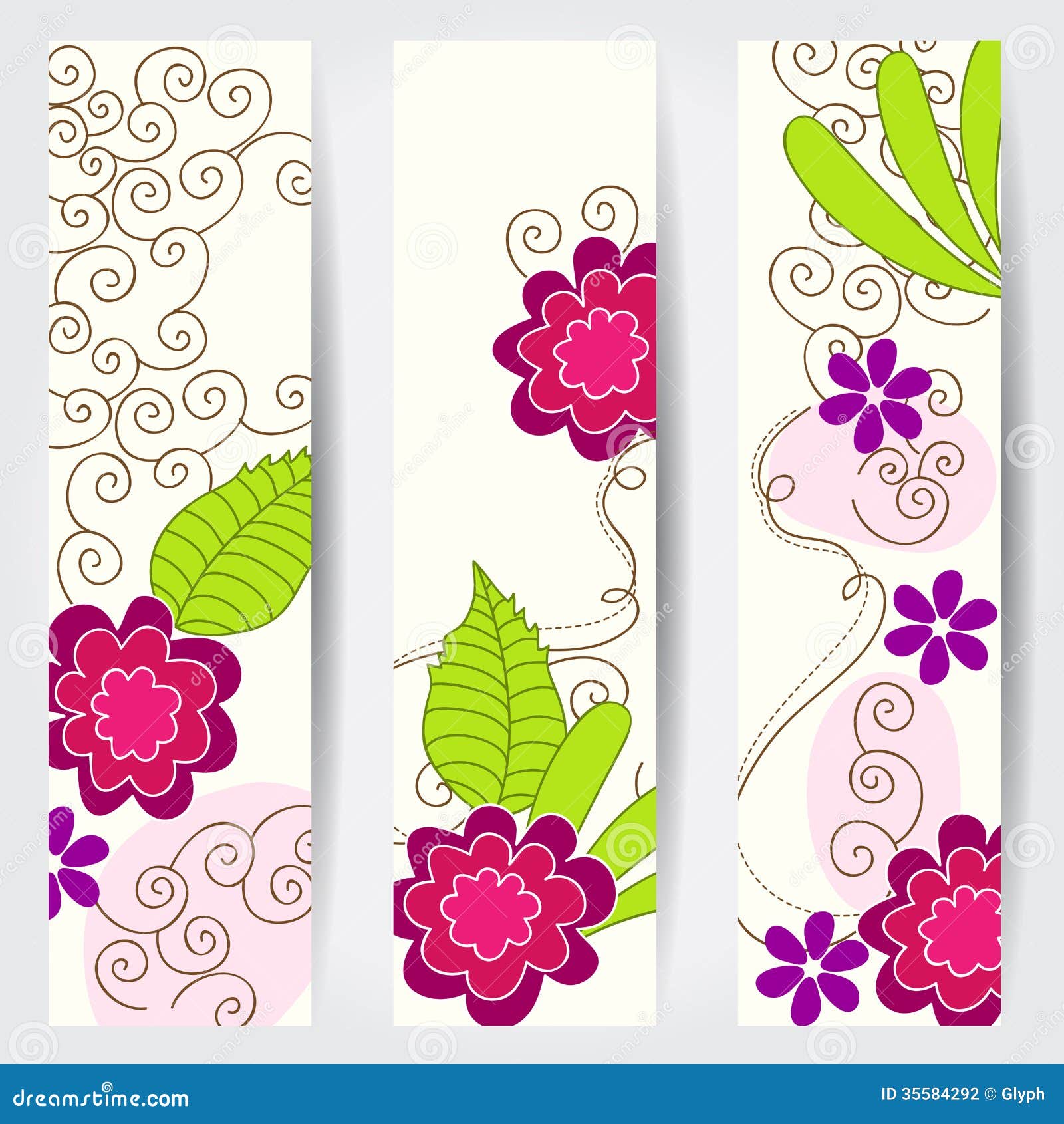 Cute floral web banners stock vector. Illustration of color - 35584292